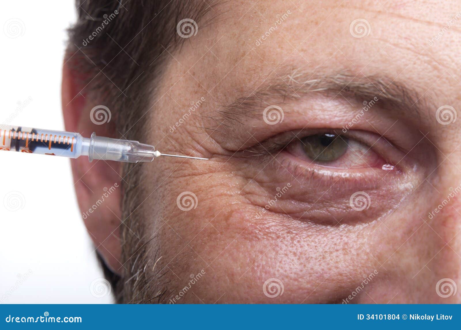 Mens met spuit stock foto. Image of schoonheidsmiddelen - 34101804