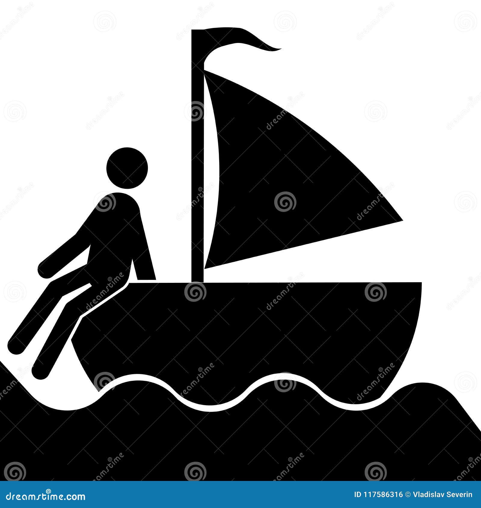 Mens op het bootpictogram stock illustratie. Illustration of ontwerp ...