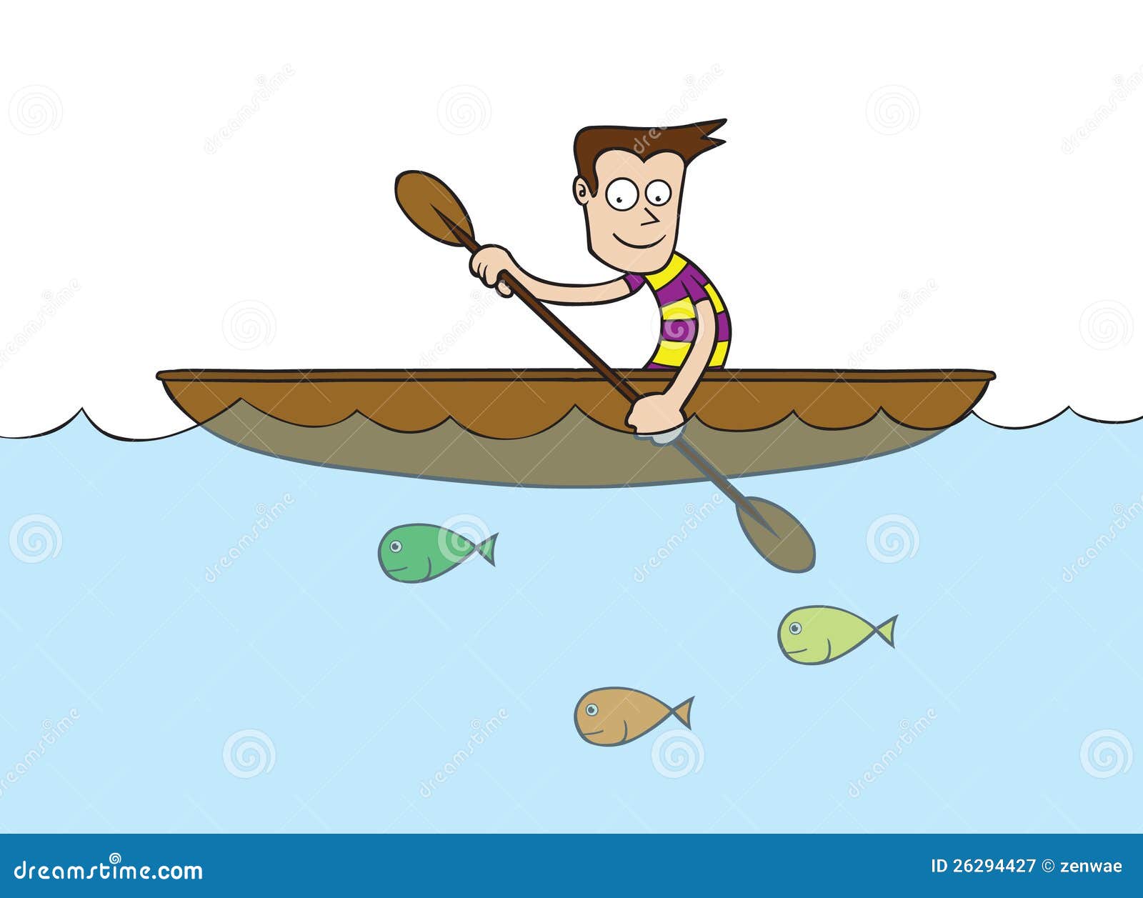 Mens op roeiboot vector illustratie. Illustration of vector - 26294427