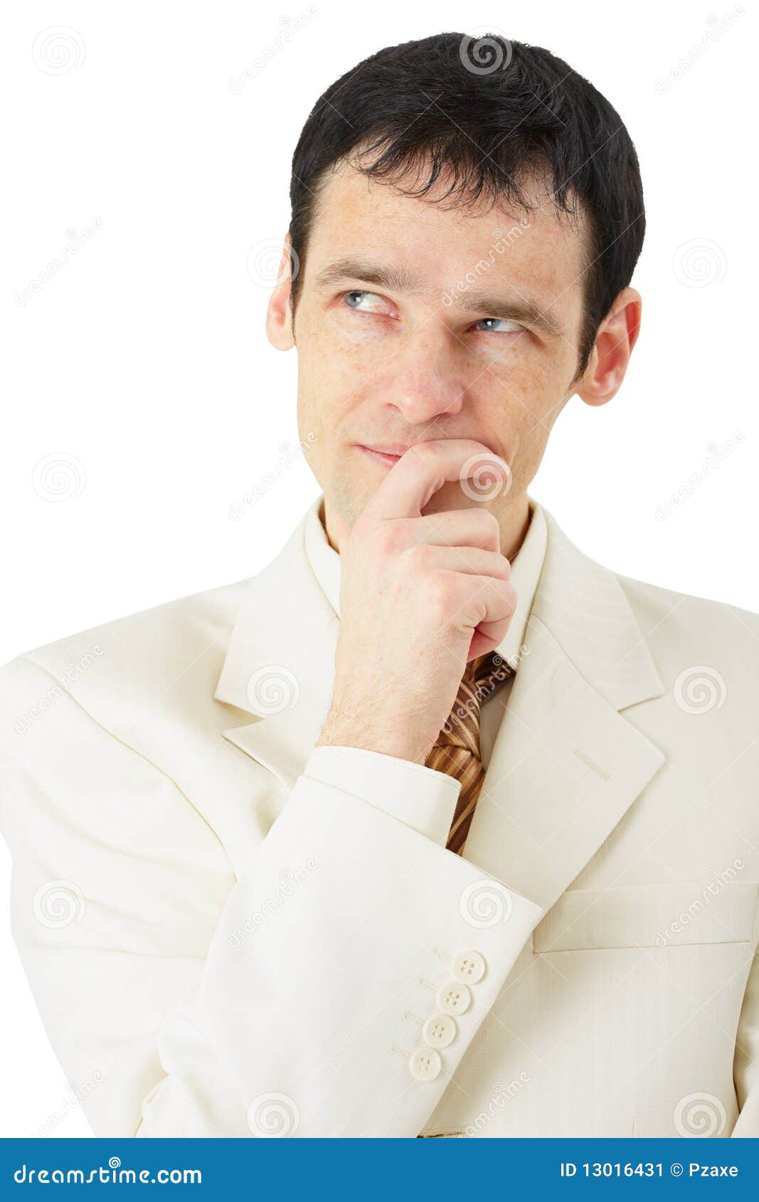 Mens in Pak Dat Vastbesloten Denkt Stock Afbeelding - Image of jong ...