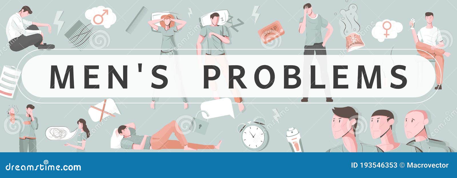 Mens Problems Flat Pattern stock vector. Illustration of creative ...