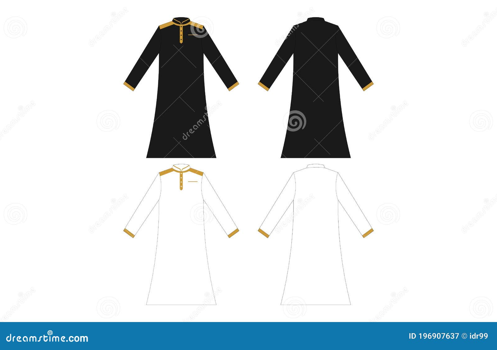 Mens Robe Abaya Vector Template Stock Illustration - Illustration of ...