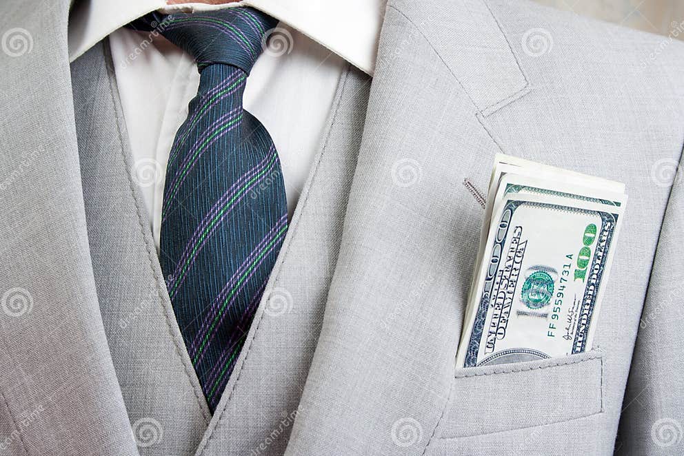 Mens suit with money stock photo. Image of closeup, expensive - 22470454