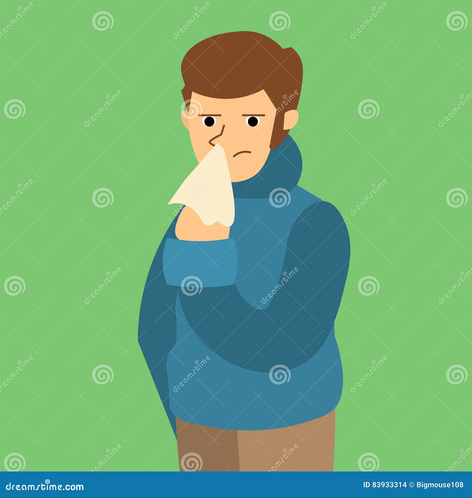 Mens Van De Beeldverhaal De Zieke Griep Vector Vector Illustratie ...