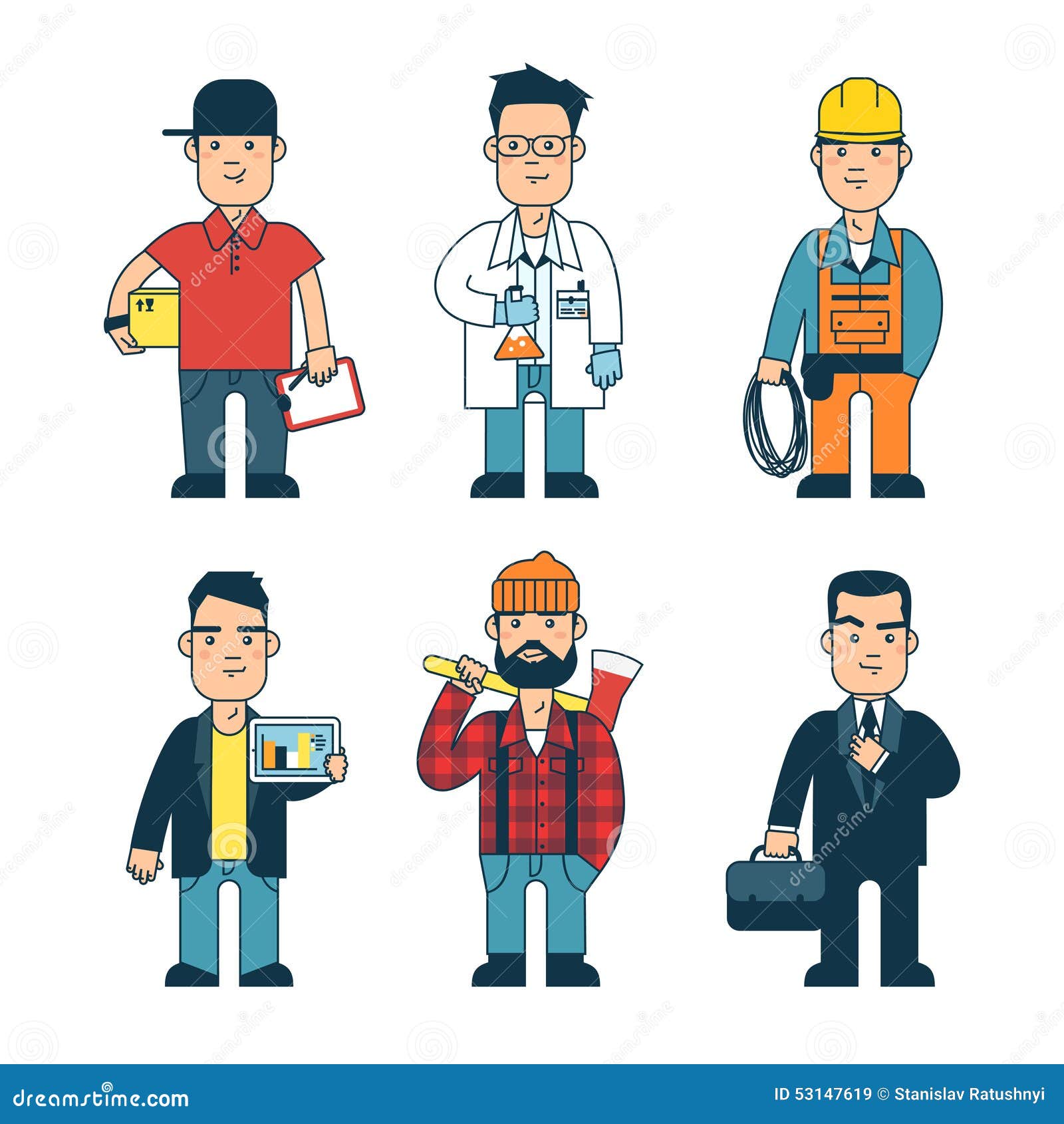 Mens Van Verschillende Beroepen Reeks Vector Illustratie - Illustration ...