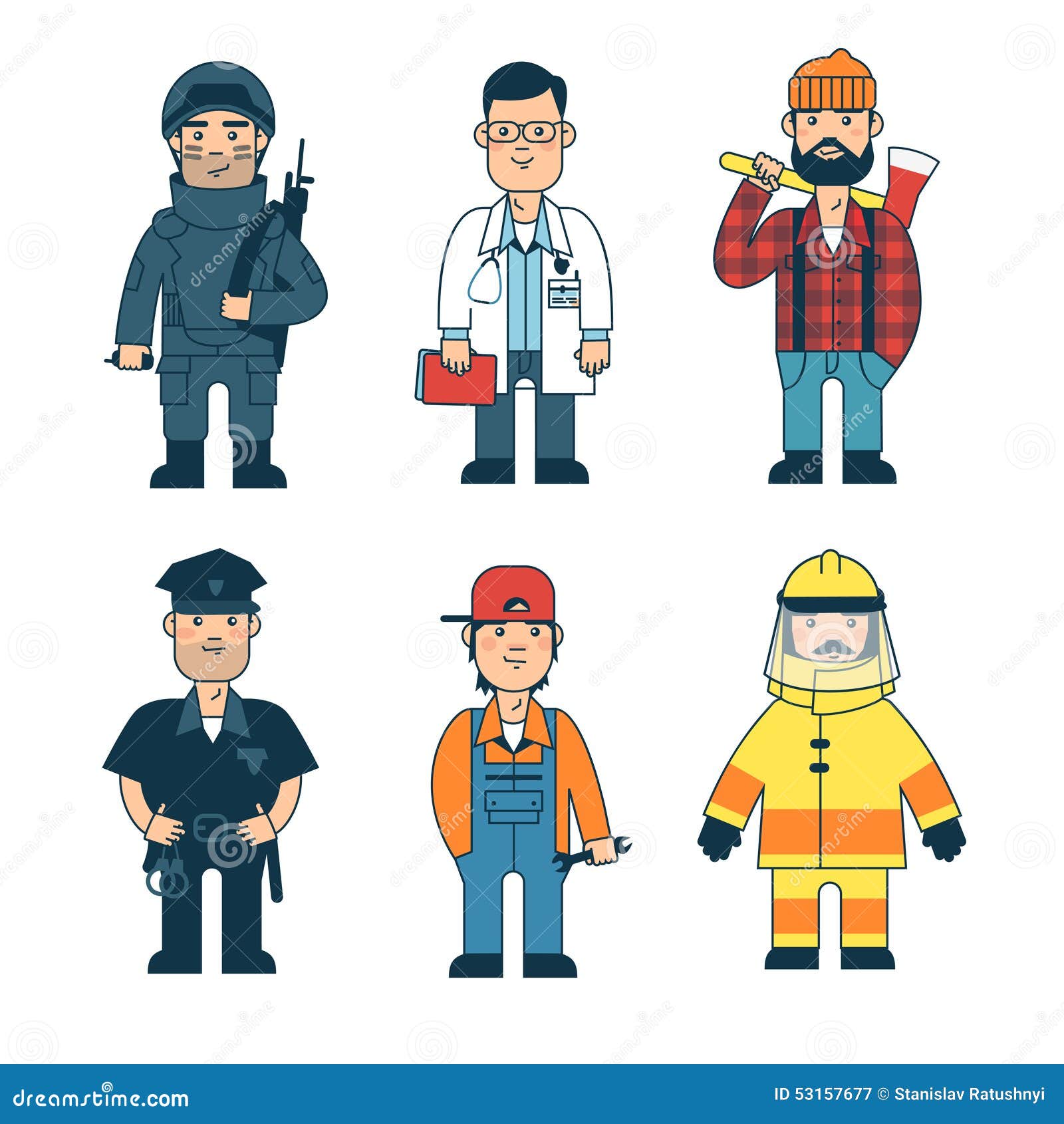Mens Van Verschillende Beroepen Reeks Vector Illustratie - Illustration ...
