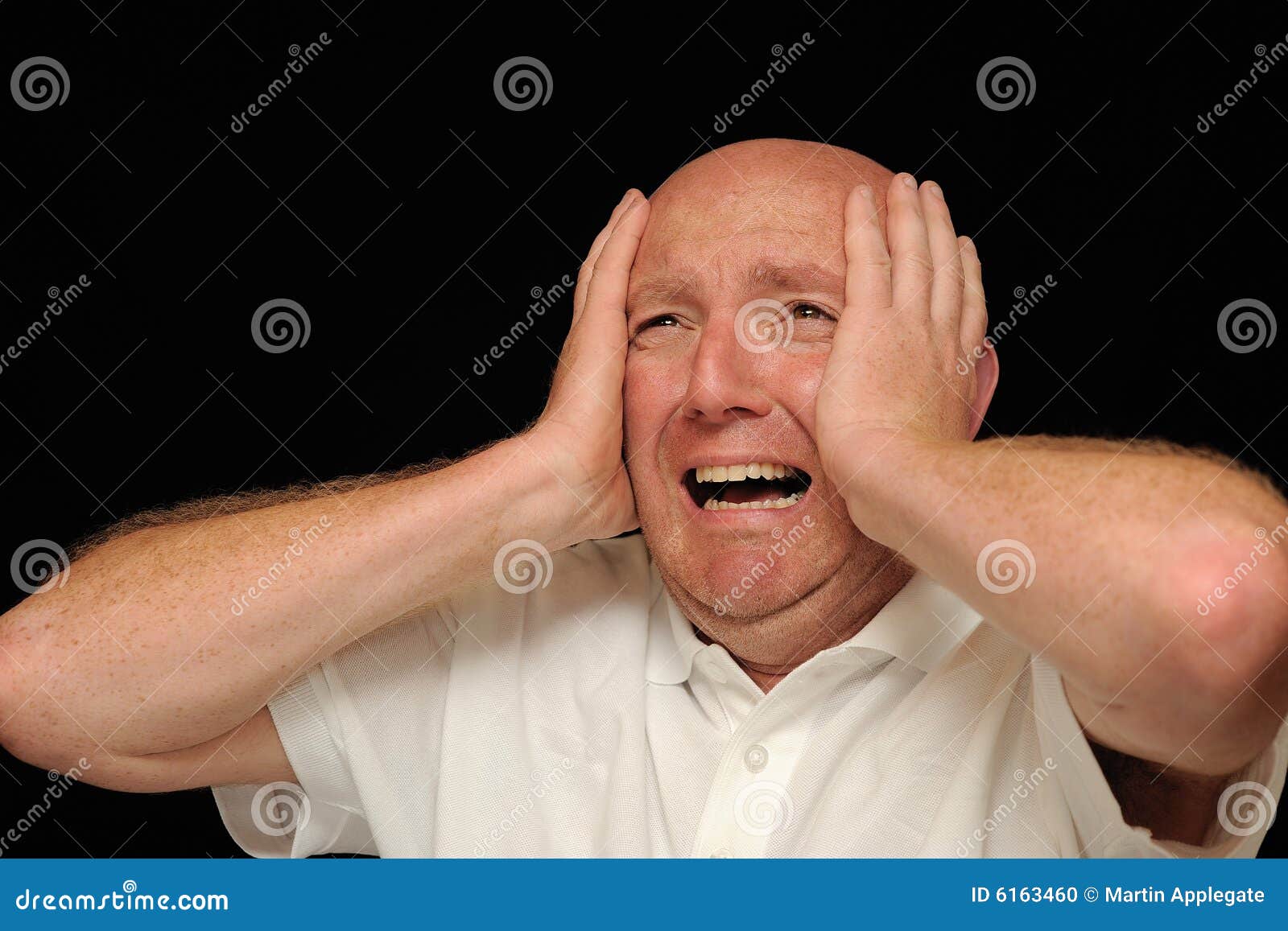 Mens in wanhoop stock foto. Image of kaal, mannetje, uitdrukking - 6163460
