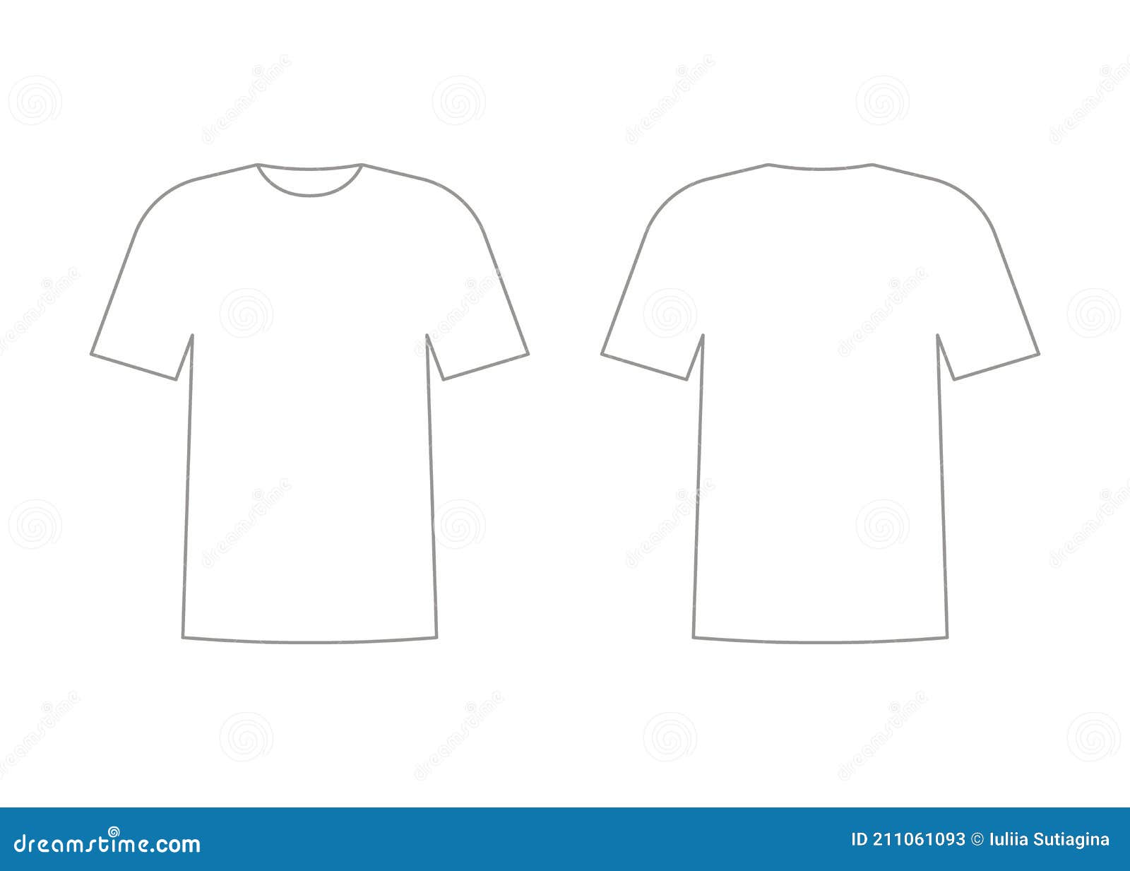 Mens White T Shirt Outline Template With Short Sleeve Shirt Mockup In