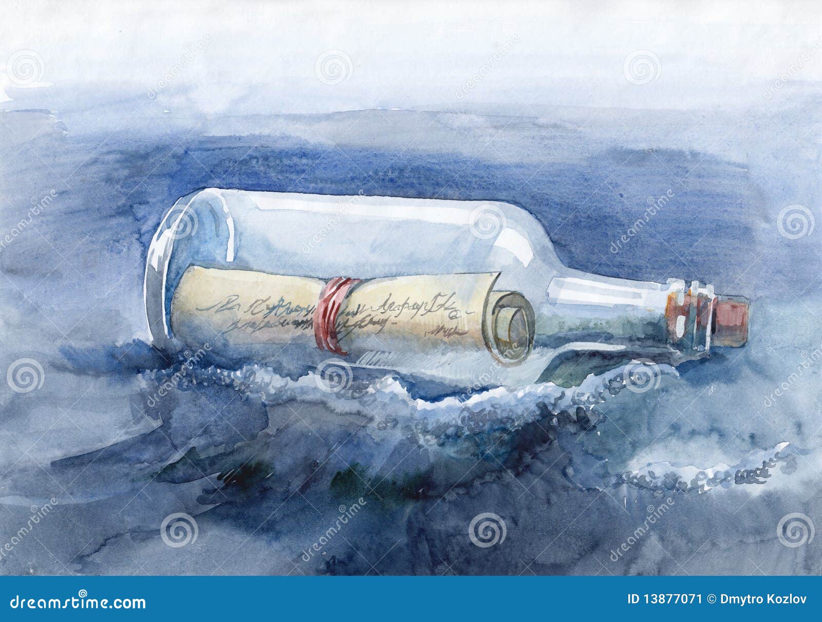 Mensaje en una botella stock de ilustración. Ilustración de cristal ...