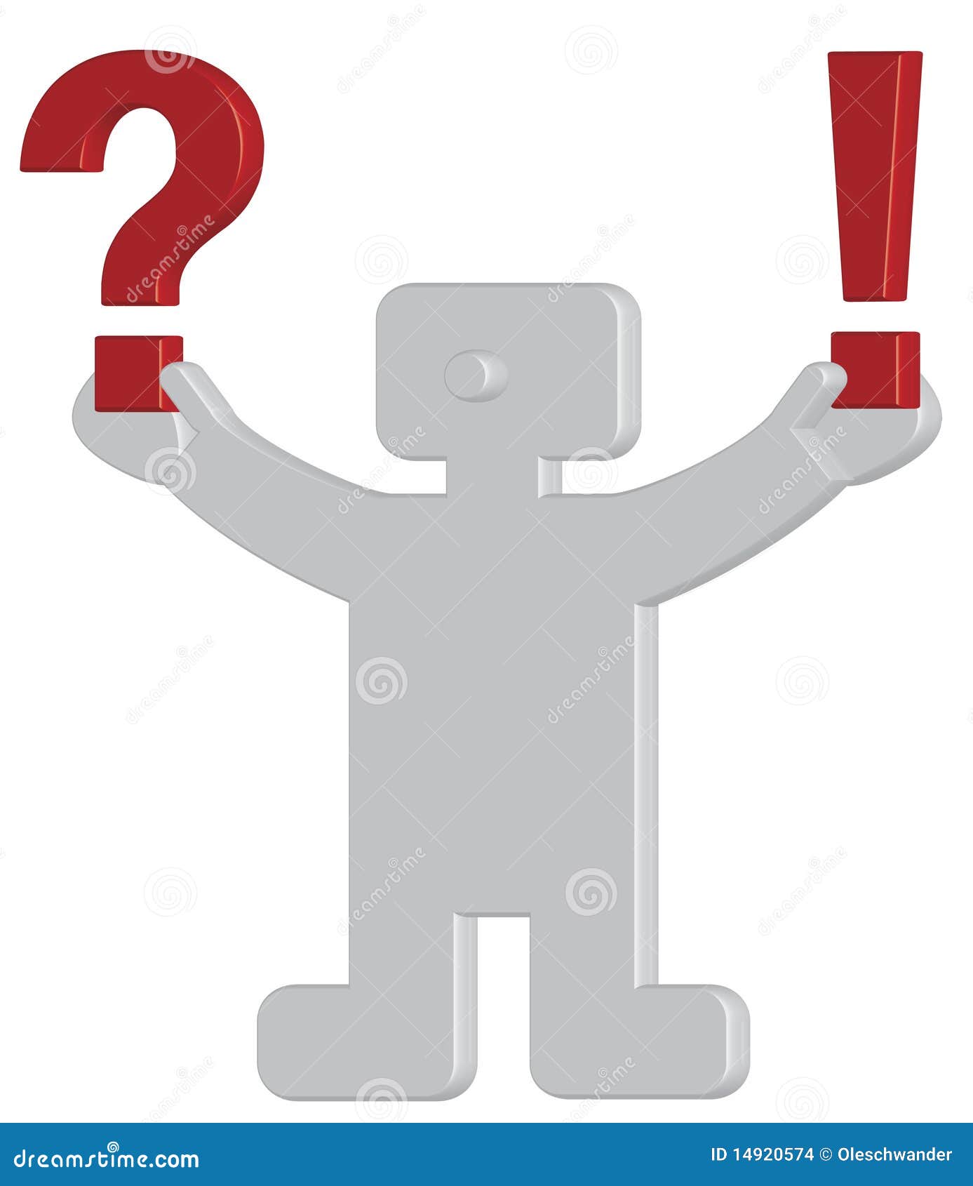 Mensch 3d Mit Frage Und Ausrufsmarkierung Stock Abbildung ...