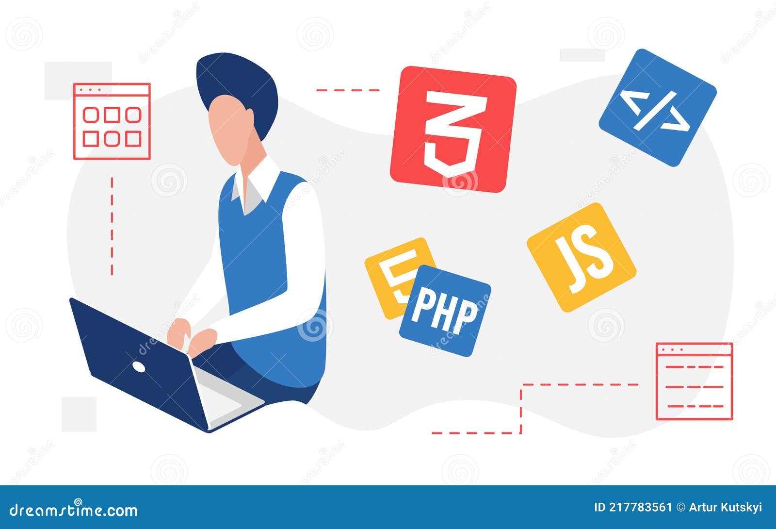 Menschen Entwickler Erstellen Code Programmierung Web-Sprache Mit Icons ...