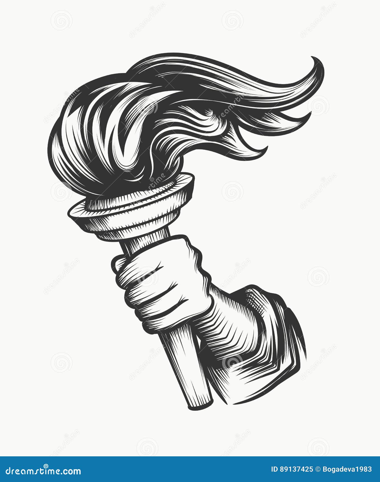 Menschliche Hand Mit Fackelstichillustration Vektor Abbildung ...