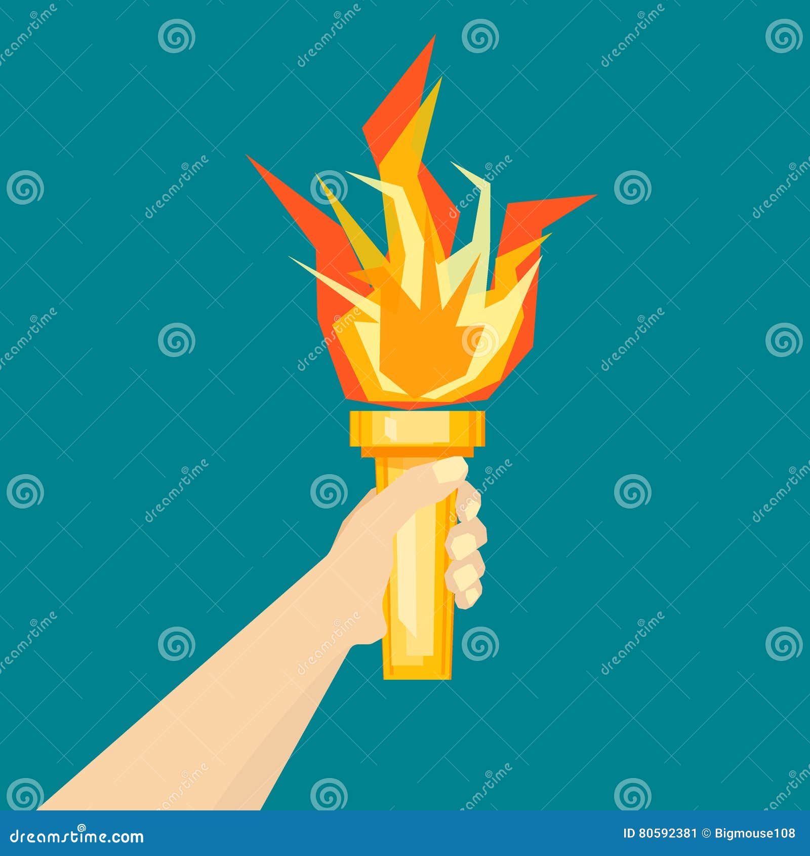 Menschliche Hand Mit Feuer-Fackel Vektor Vektor Abbildung ...