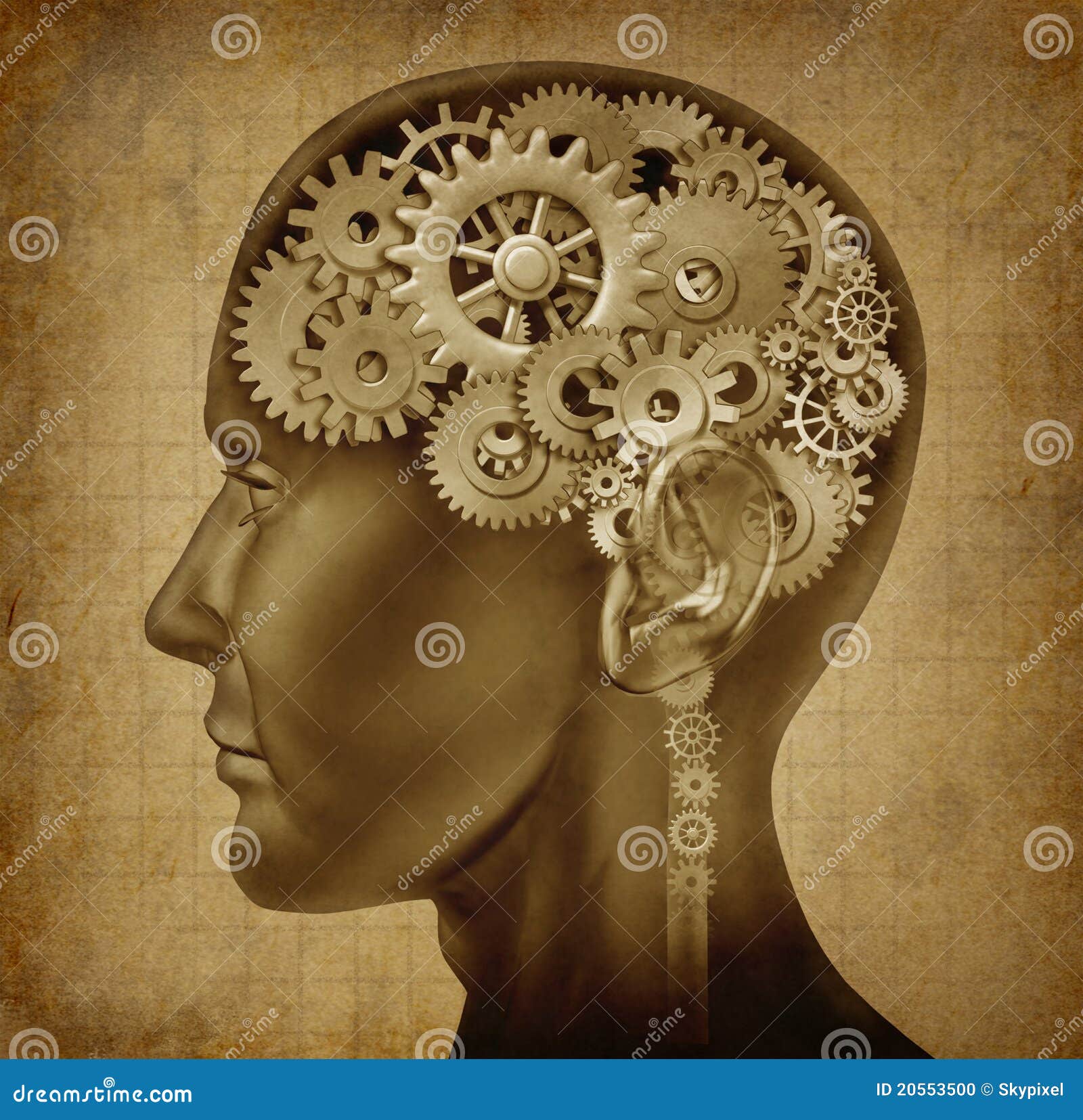 Menschliche Intelligenz Mit Grunge Beschaffenheit Stock Abbildung ...