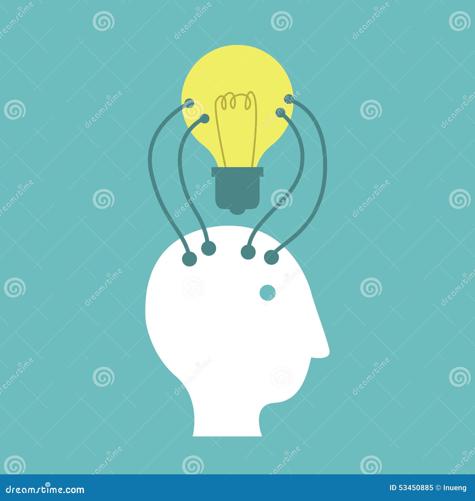 Menschlicher Kopf, Der Eine Neue Idee Denkt Vektor Abbildung ...