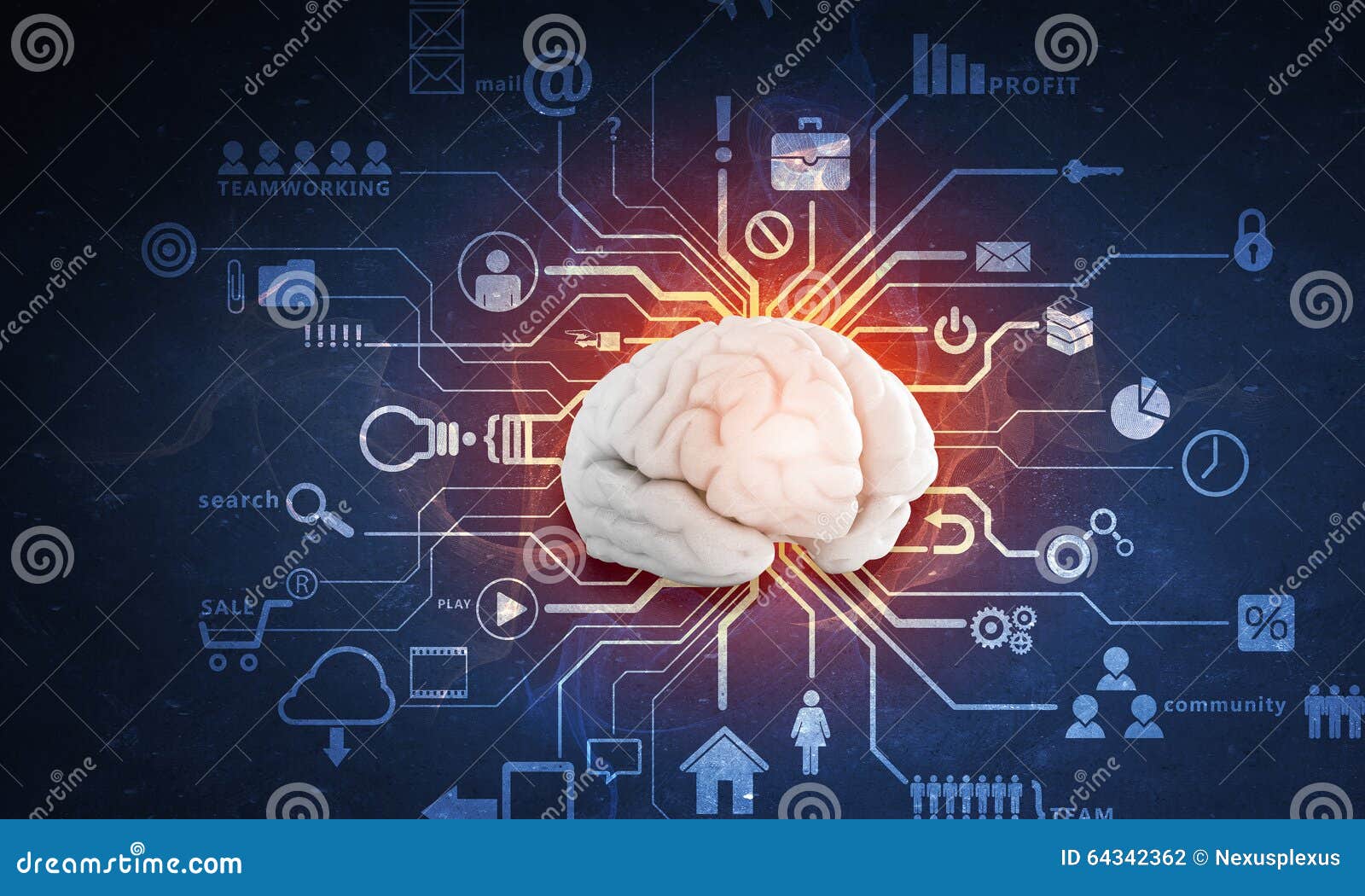 Menschliches Gehirn Digital Stock Abbildung - Illustration von konzept ...