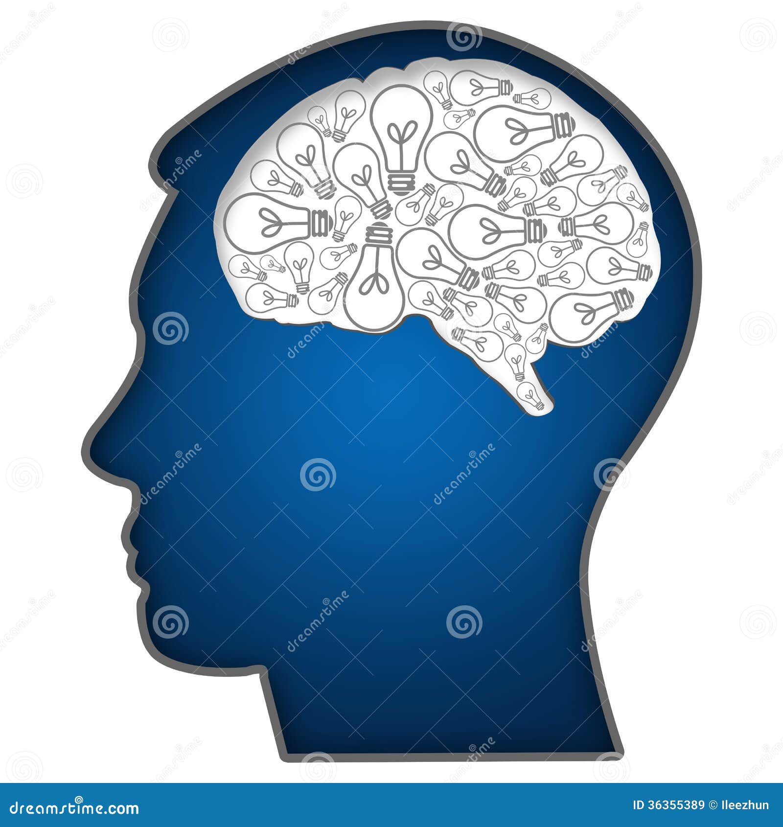 Menselijk Hoofd Met Bollen in Hersenen Stock Illustratie - Illustration ...