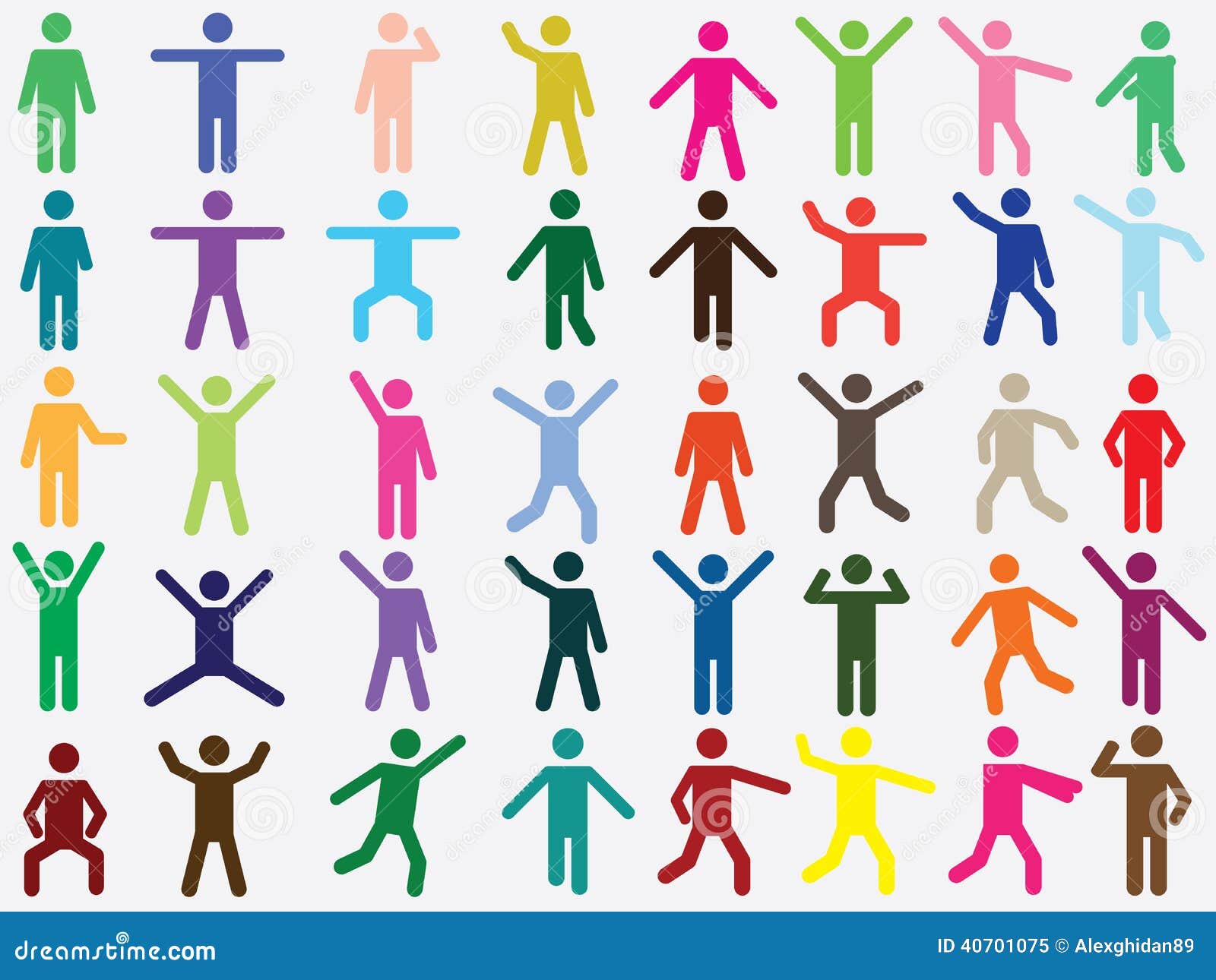 Menselijk Pictogram in Verschillende Kleuren Vector Illustratie ...