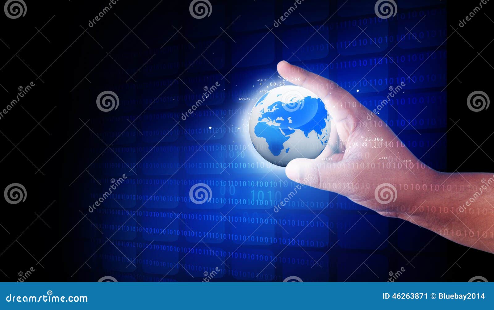 Menselijke Hand Die De Digitale Wereld Houden Stock Afbeelding - Image ...