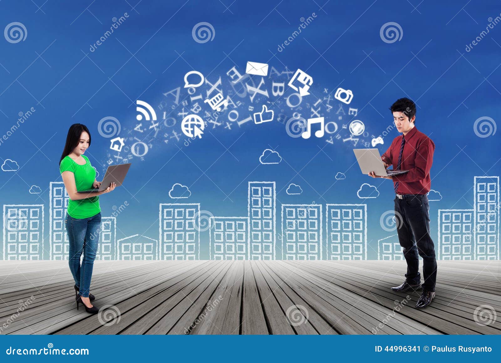 Mensen Die Met Laptop Informatie Delen Stock Afbeelding - Image of ...