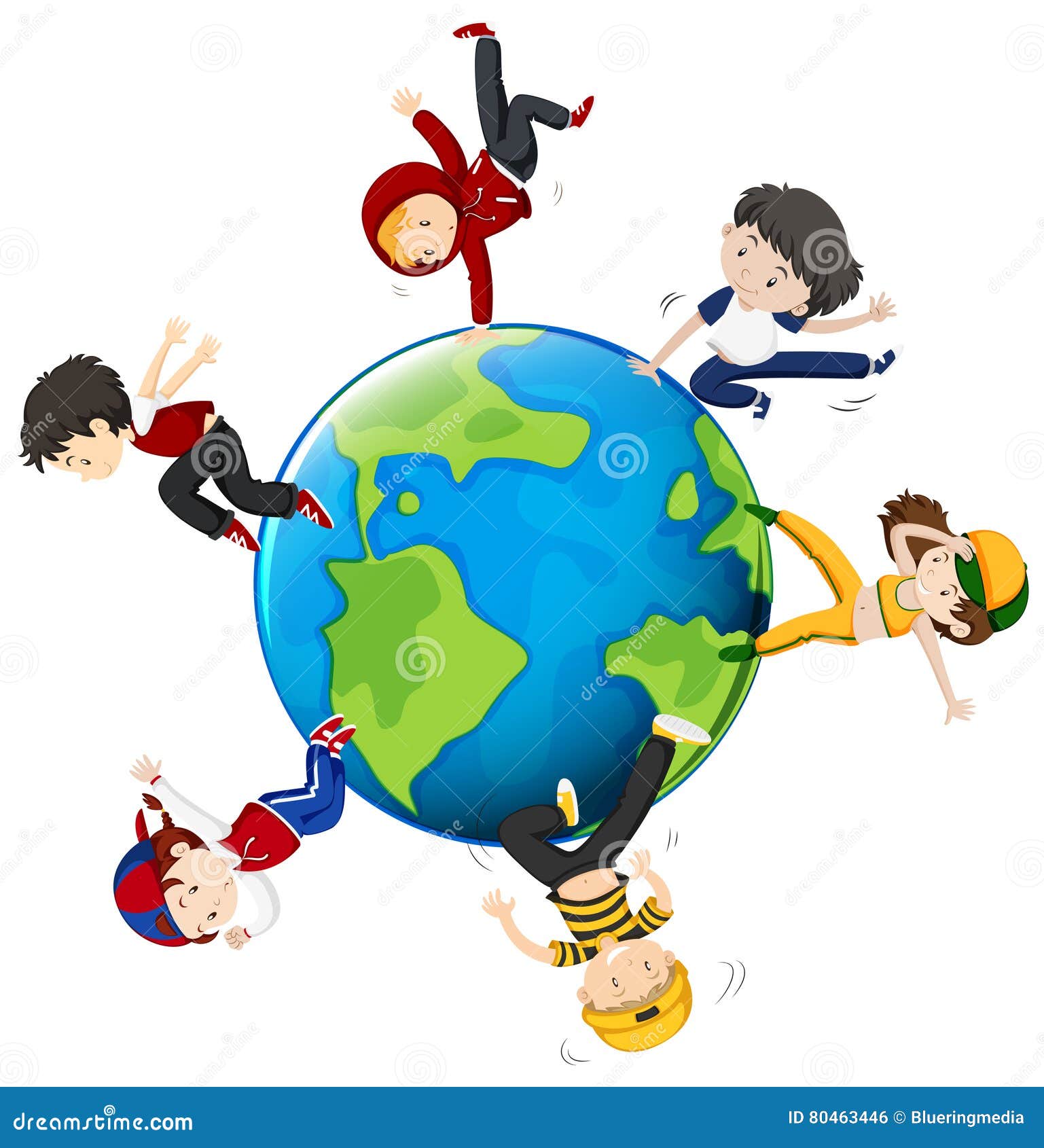 Mensen Die Rond De Wereld Dansen Vector Illustratie - Illustration of ...