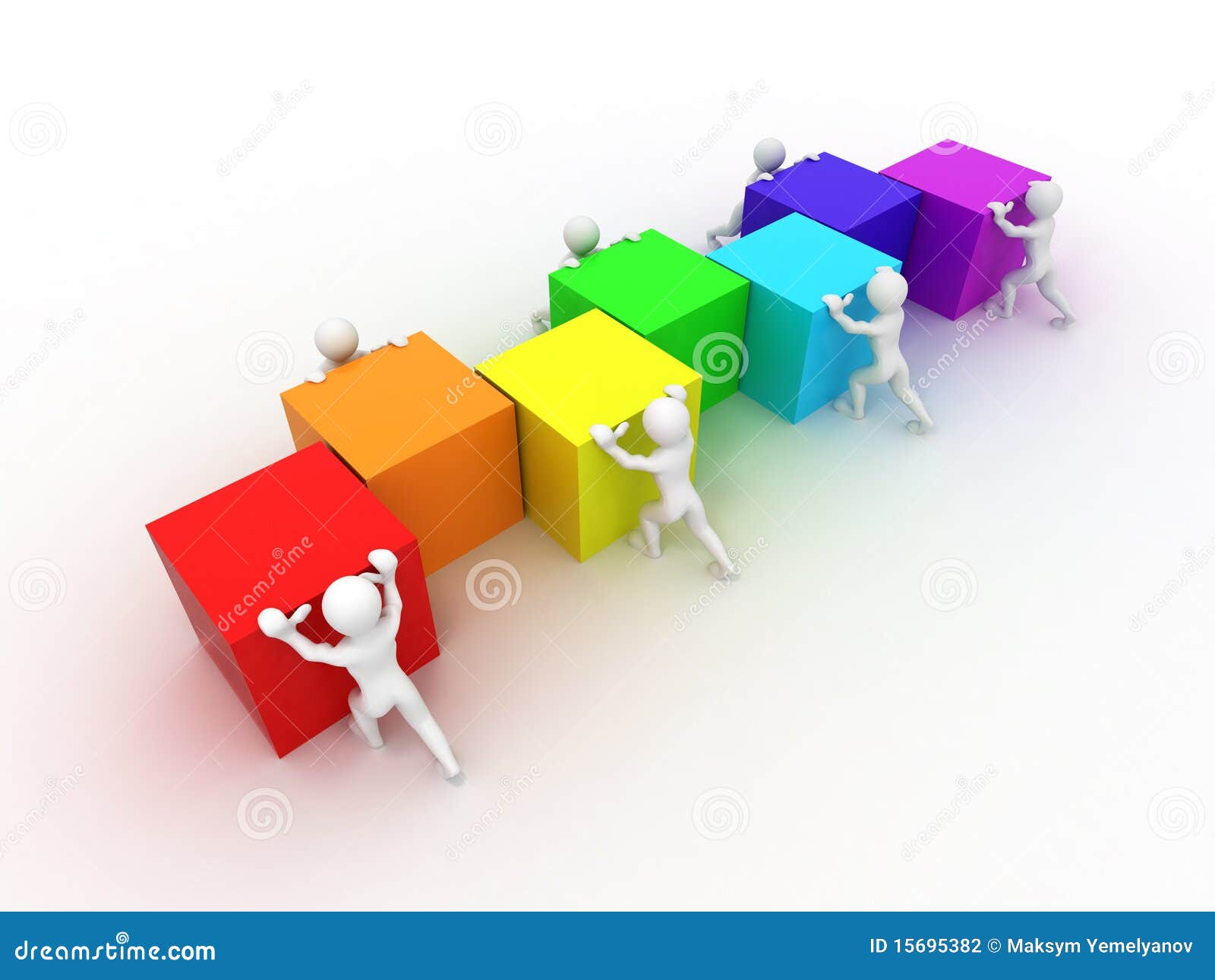 Mensen Met Kubussen. Groepswerk Stock Illustratie - Illustration of ...