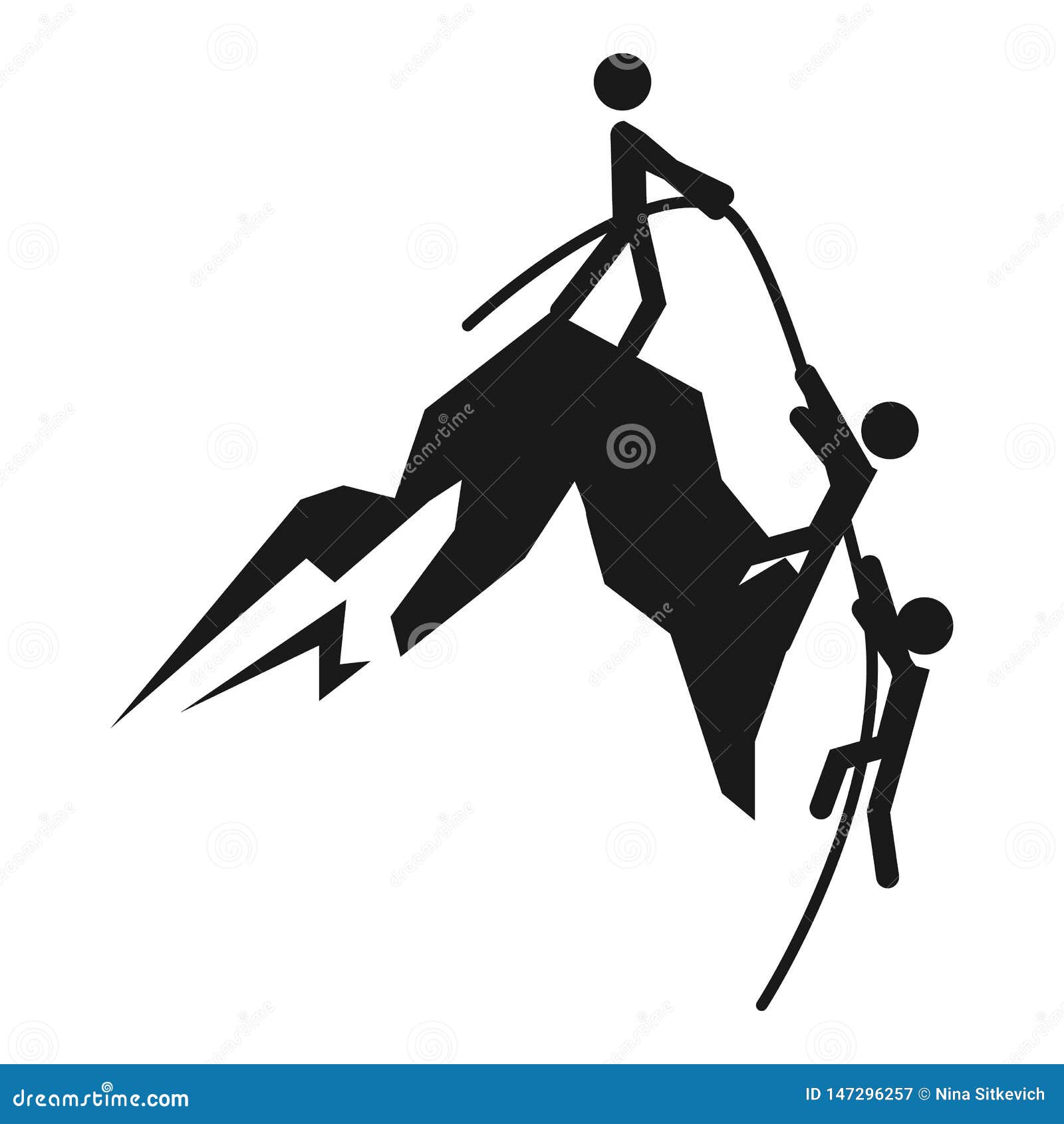 Mensenhulp Die Bergpictogram, Eenvoudige Stijl Beklimmen Vector ... Mensenhulp Die Bergpictogram, Eenvoudige Stijl Beklimmen Vector ...
