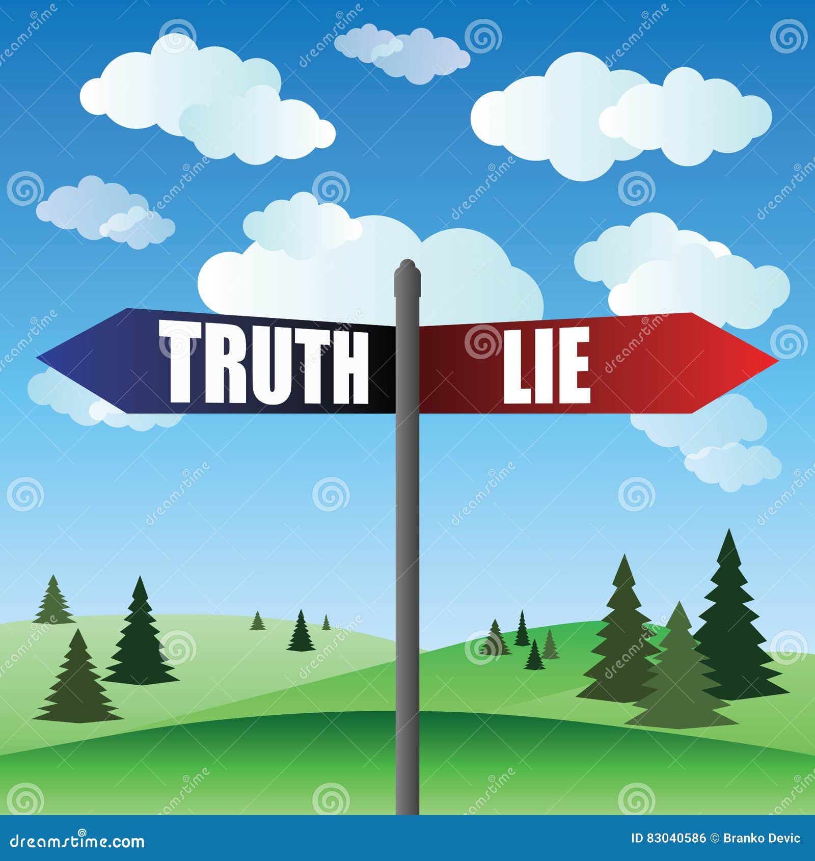 Mensonge et signe vrai illustration de vecteur. Illustration du durée ...