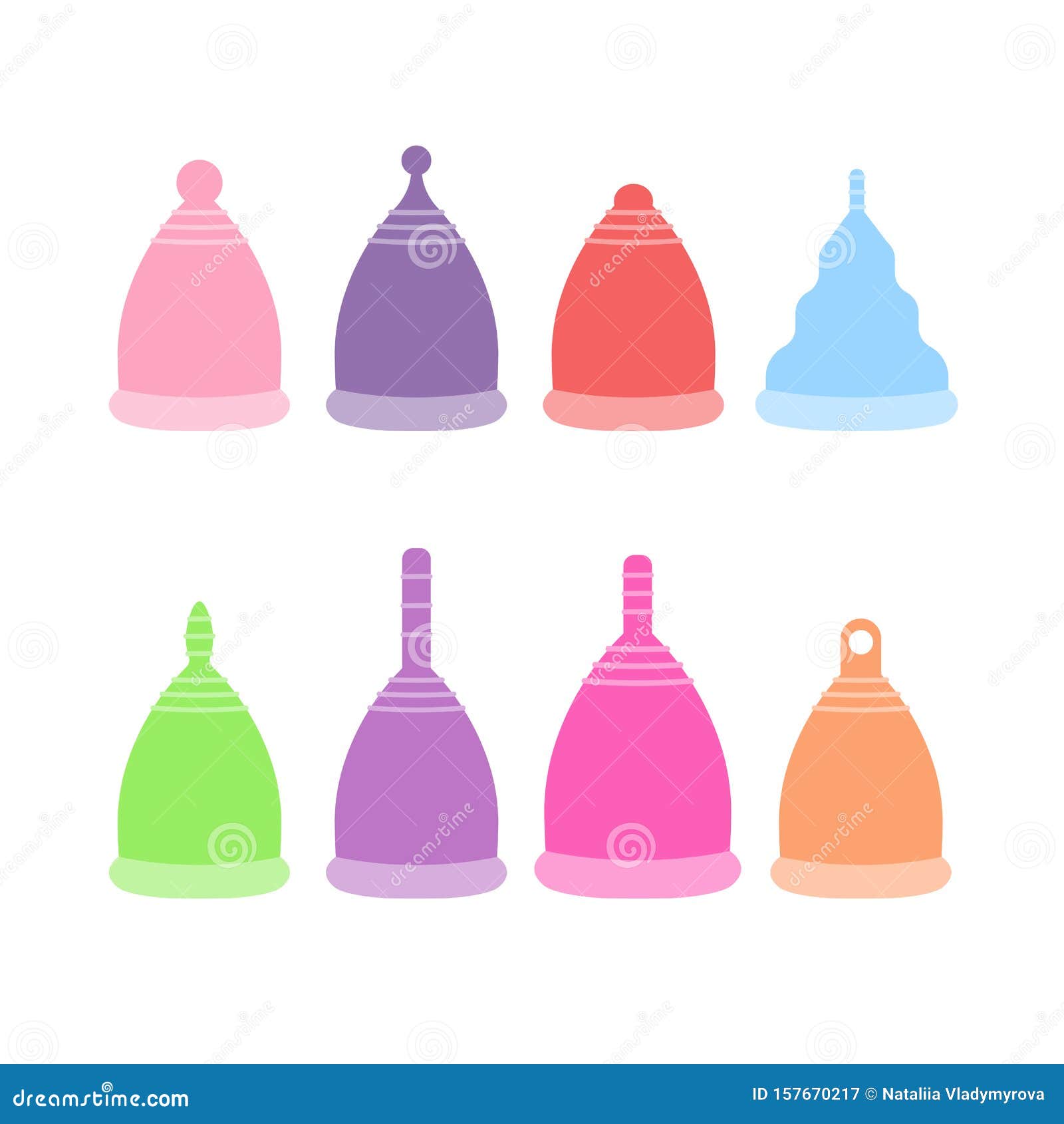 Menstrual Cups Of S, M, L, Xl Sizes Realistic Set. Feminine Personal ...