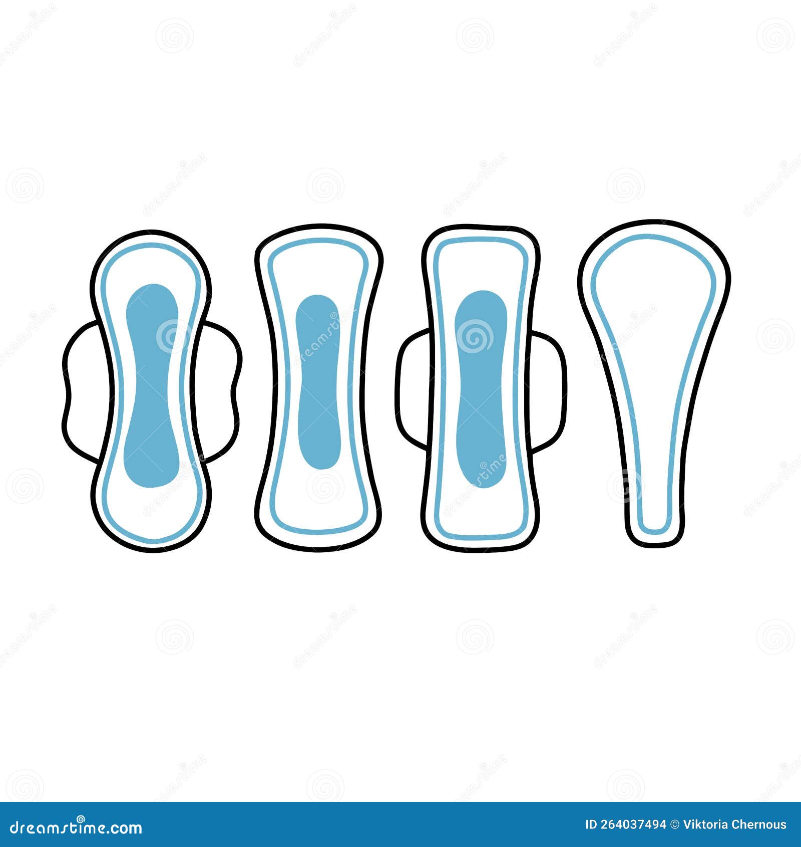 Menstrual Pad Doodle Icon, Vector Color Line Illustration Stock ...