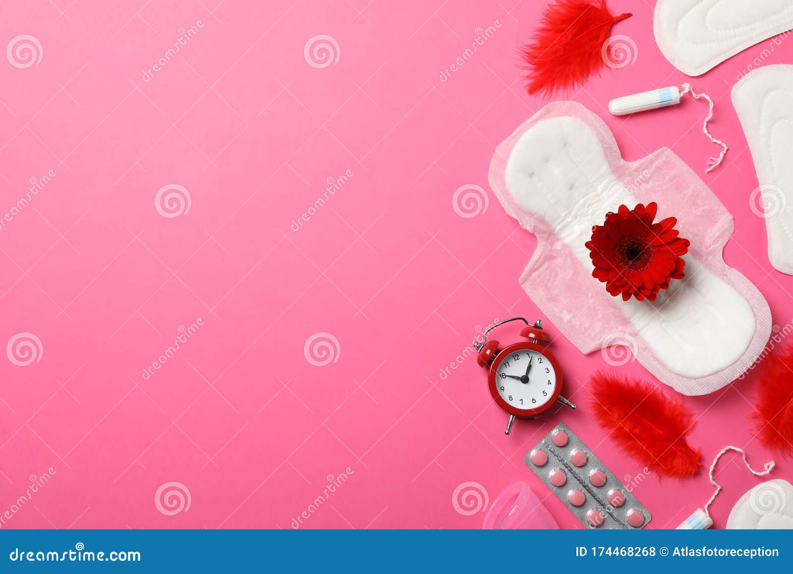 Menstrual Period Concept on Background, Top View Stock Photo - Image of ...
