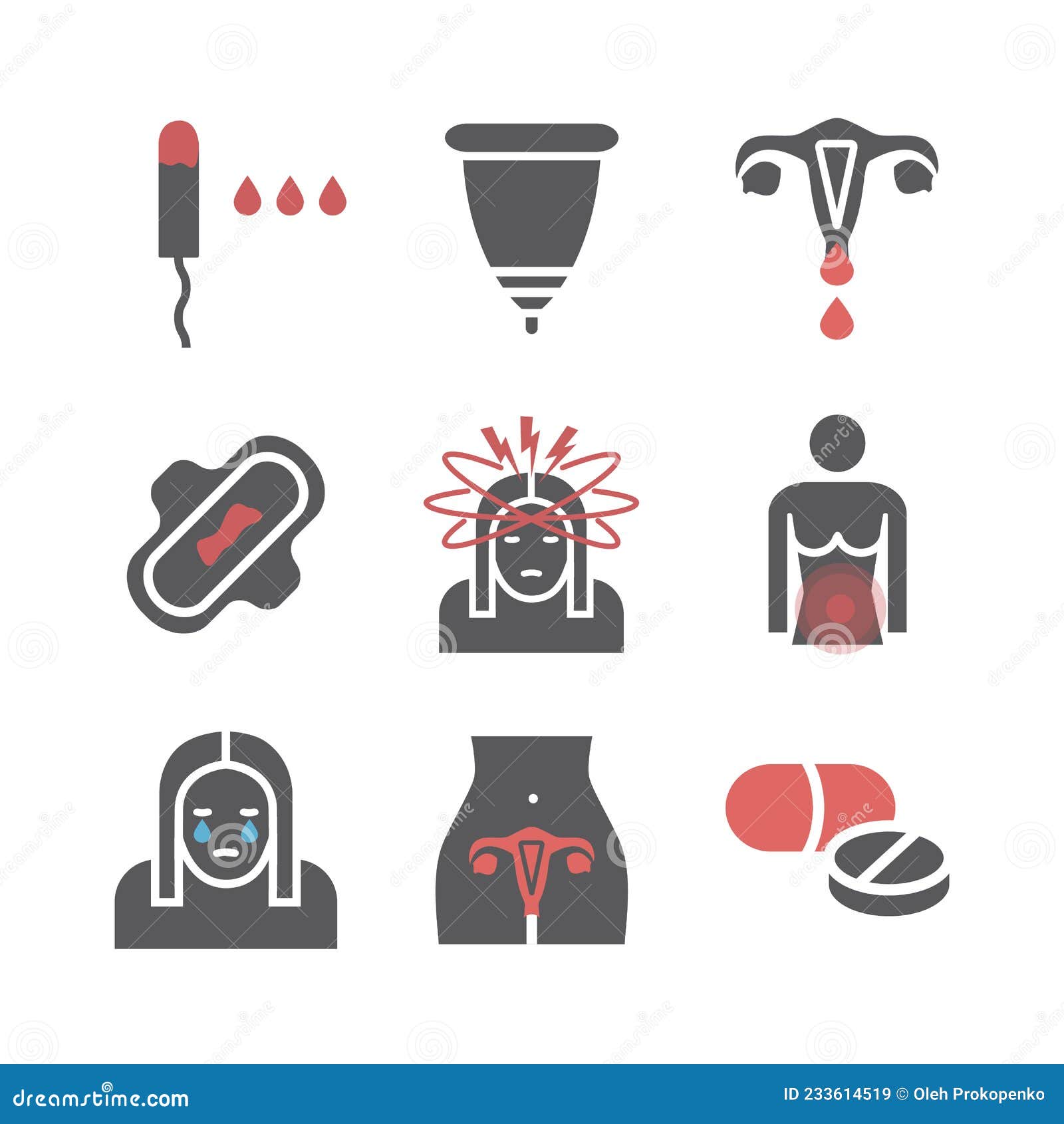 Menstruation. Flat Icons. Vector Signs for Web Graphics. Stock Vector ...
