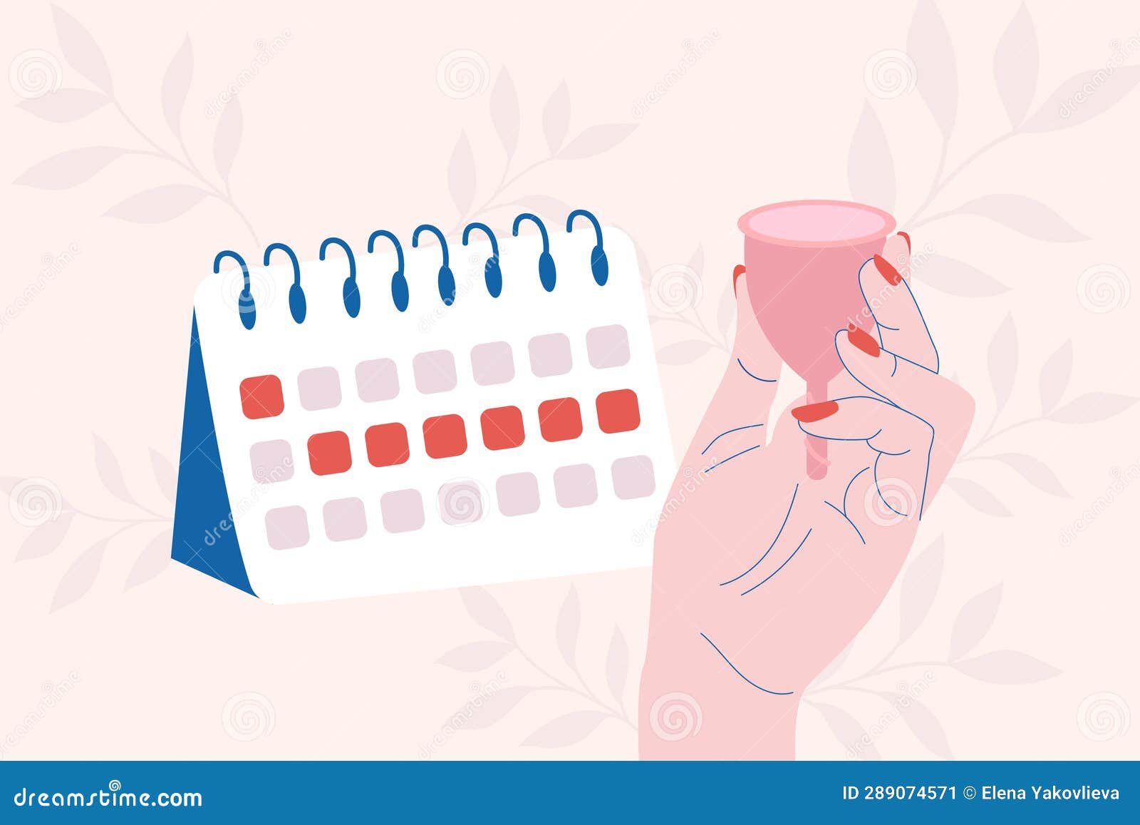Menstruation Period Flat Design Background. Hand Holding a Menstrual ...