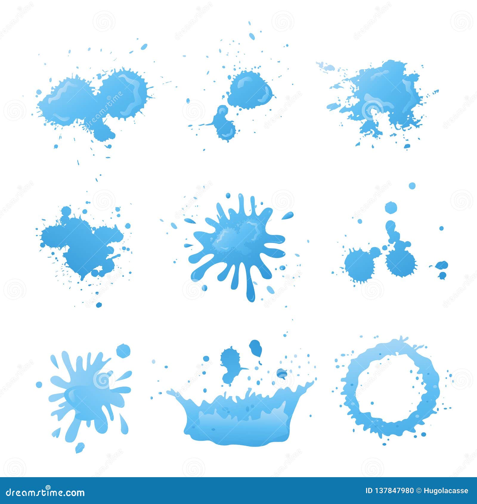 Water Splats Vector Set Isolated on White Background Stock Vector ...