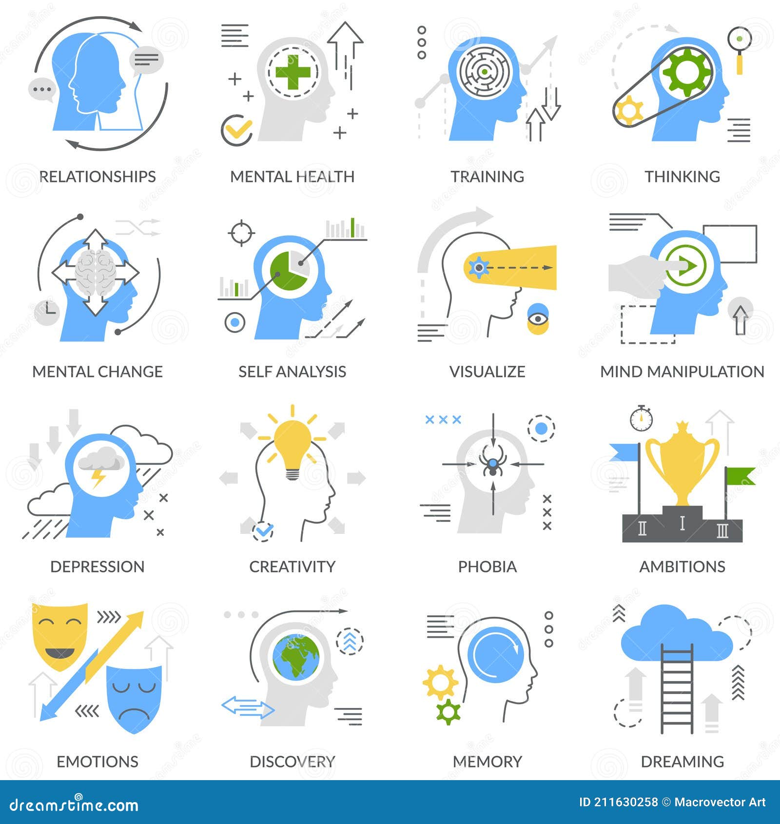 Mental Concept Flat Icons stock vector. Illustration of collection ...