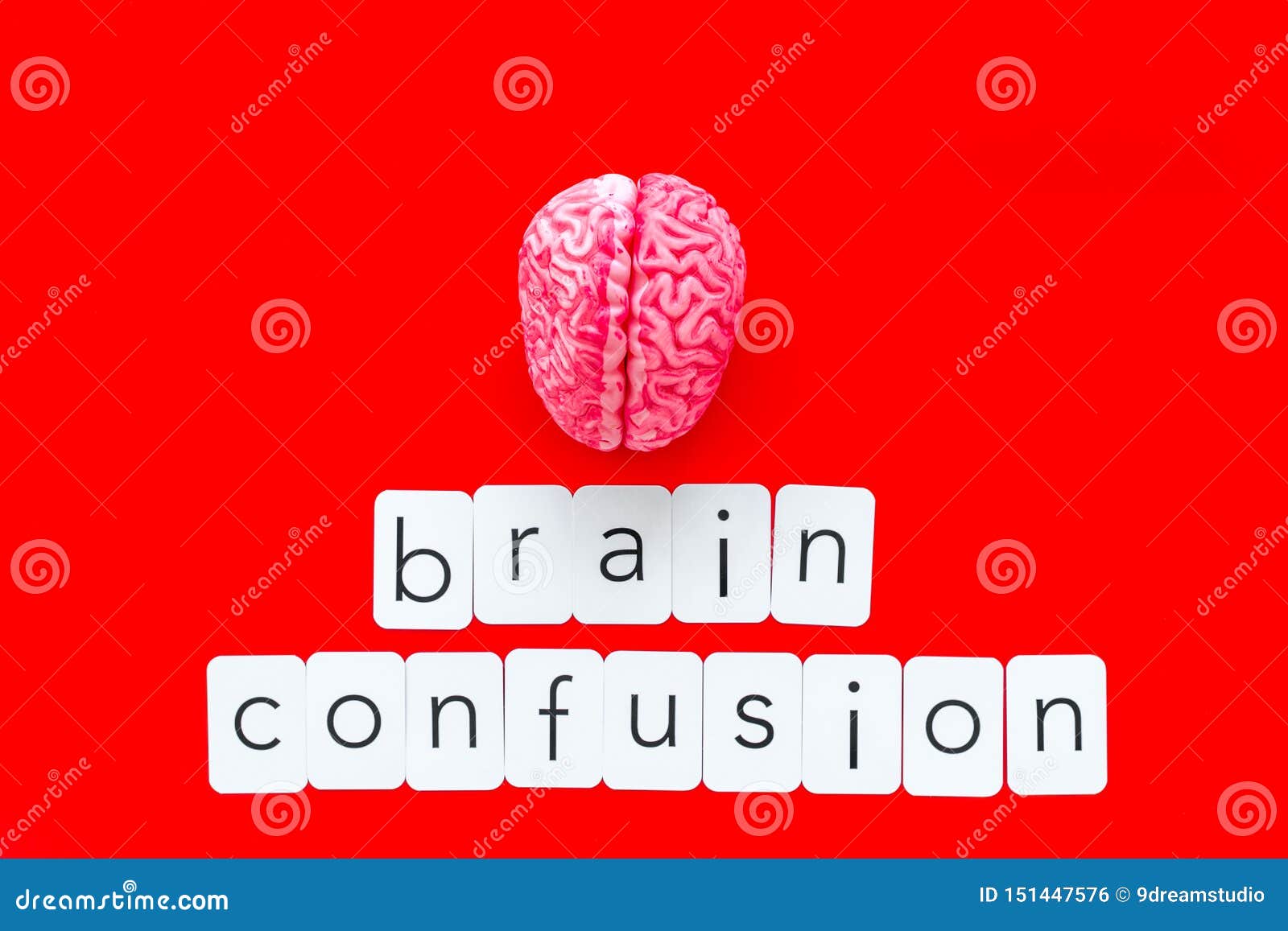 Brain Functions and Brain Confusion Concept with Brain on Red ...