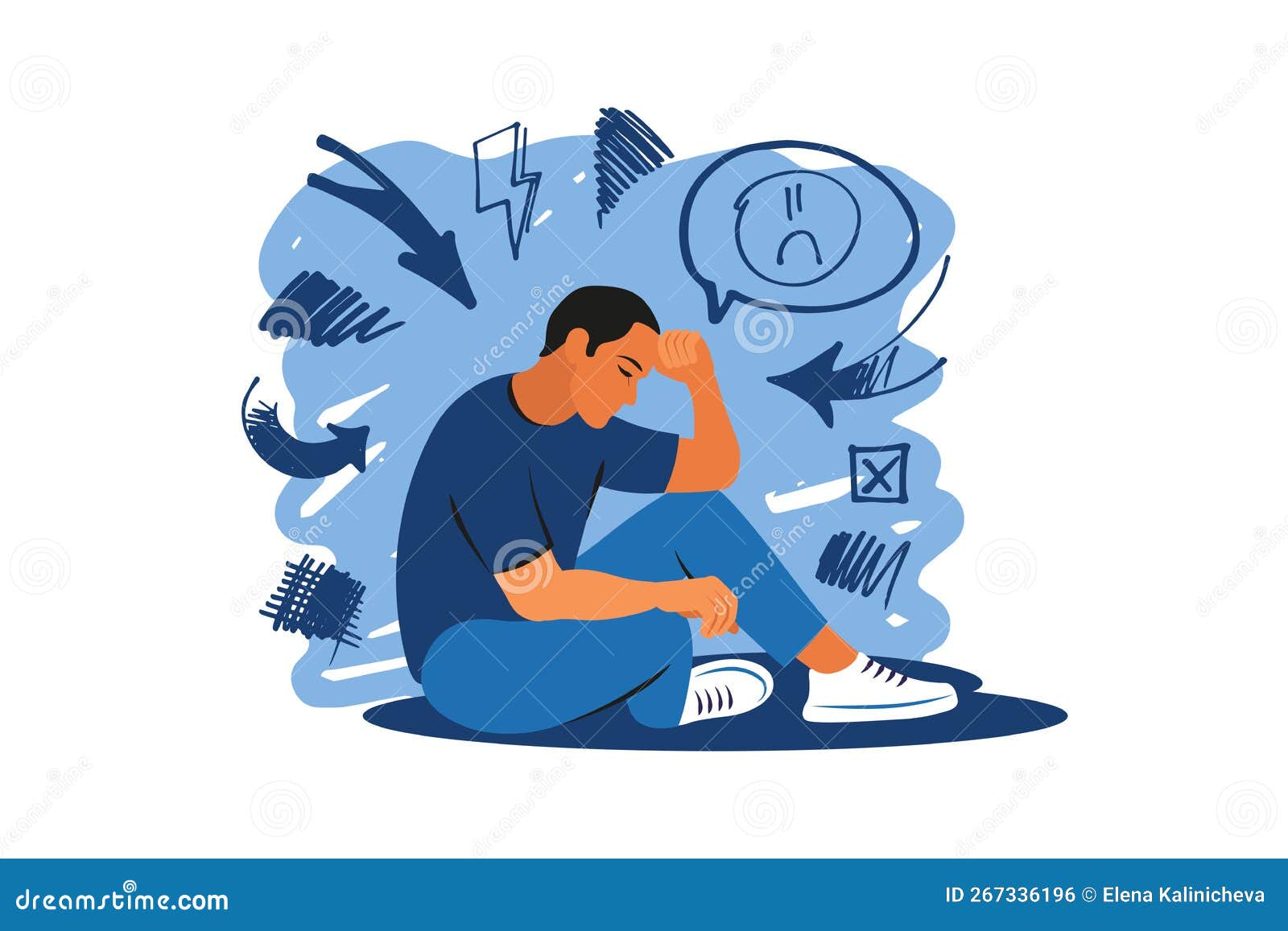 Mental Disorder Concept Depression Man Stress Despair Anxiety