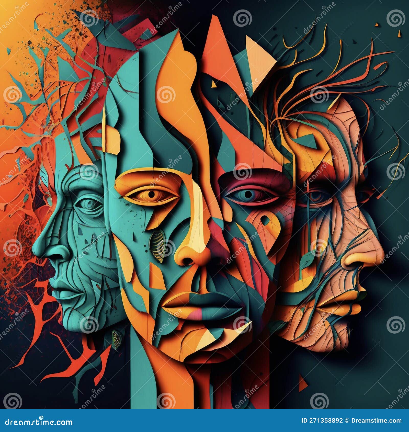 Mental disorder in humans stock illustration. Illustration of cojoined ...