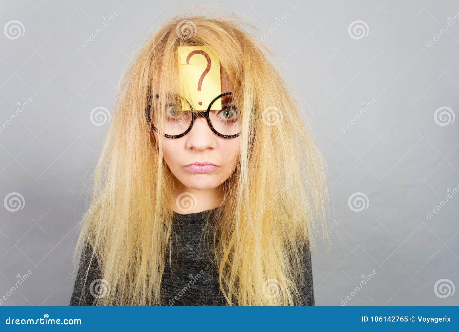 Tired Crazy Woman after Intensive Thinking Stock Image - Image of ...