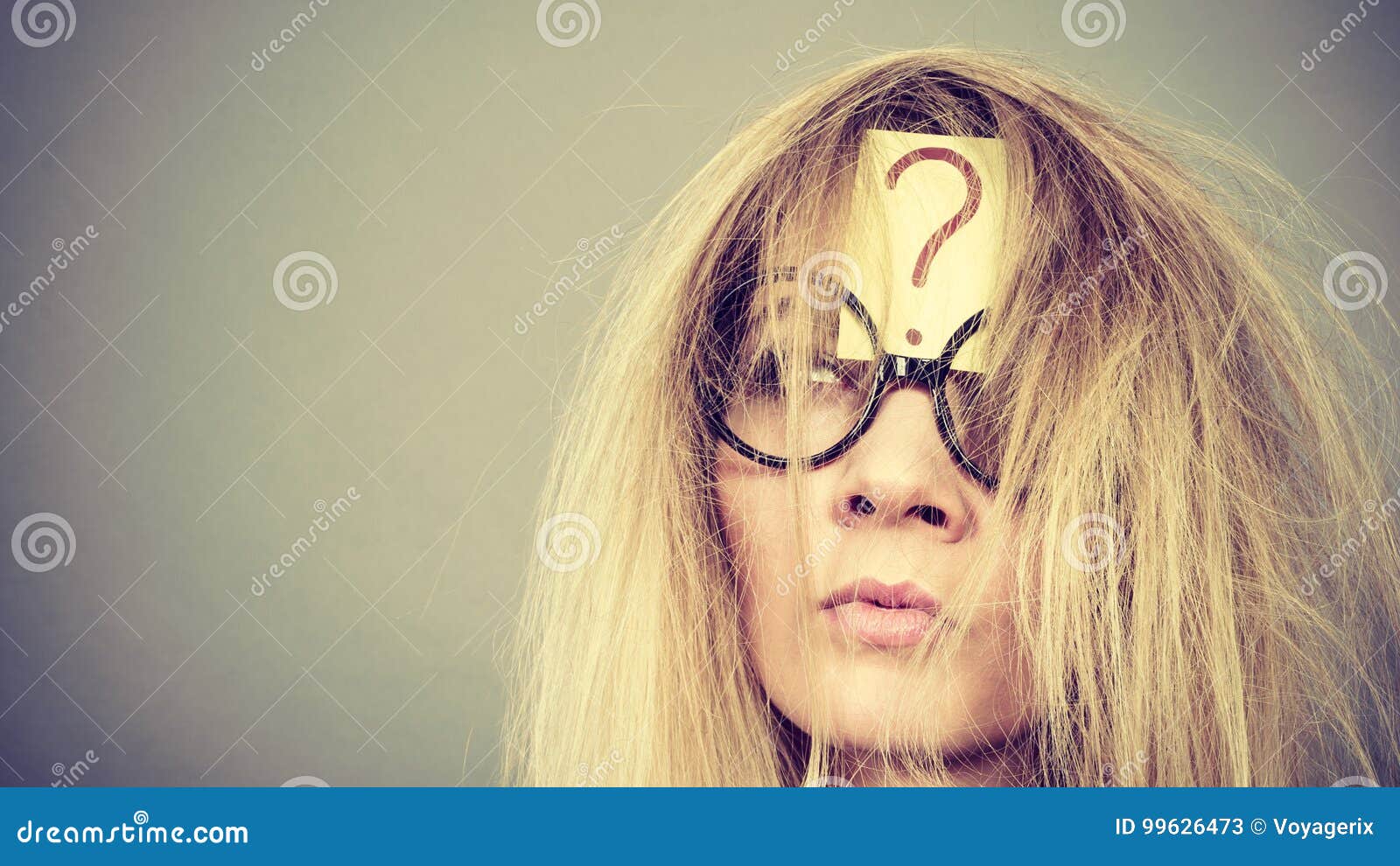 Tired Crazy Woman after Intensive Thinking Stock Image - Image of ...