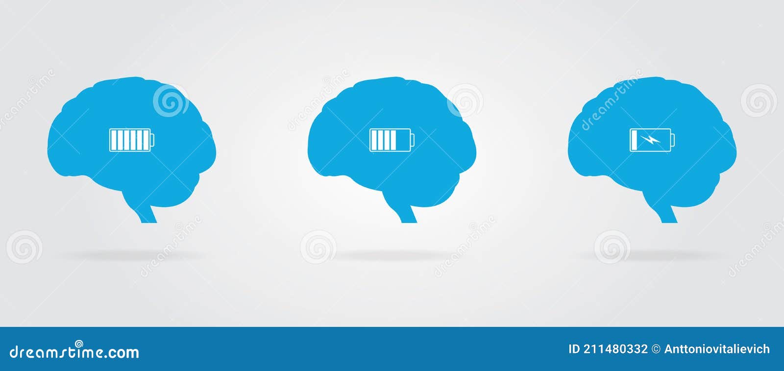 Mental Energy Reduction. Brain Concentration Concept. Full, Half Full ...