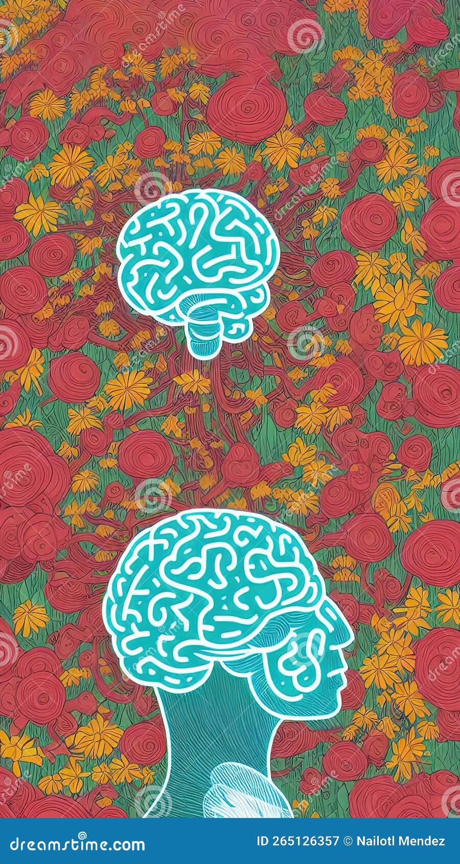 Mental Growth Concept with Leafs Inside in the Drawing of Human Brain ...