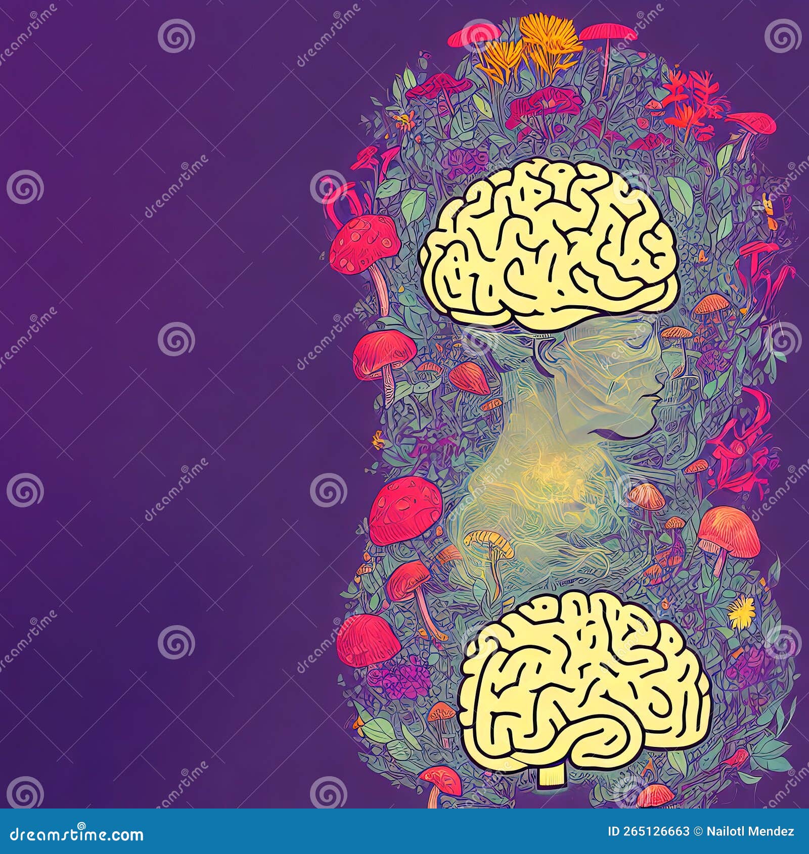 Mental Growth Concept with Leafs Inside in the Drawing of Human Brain ...