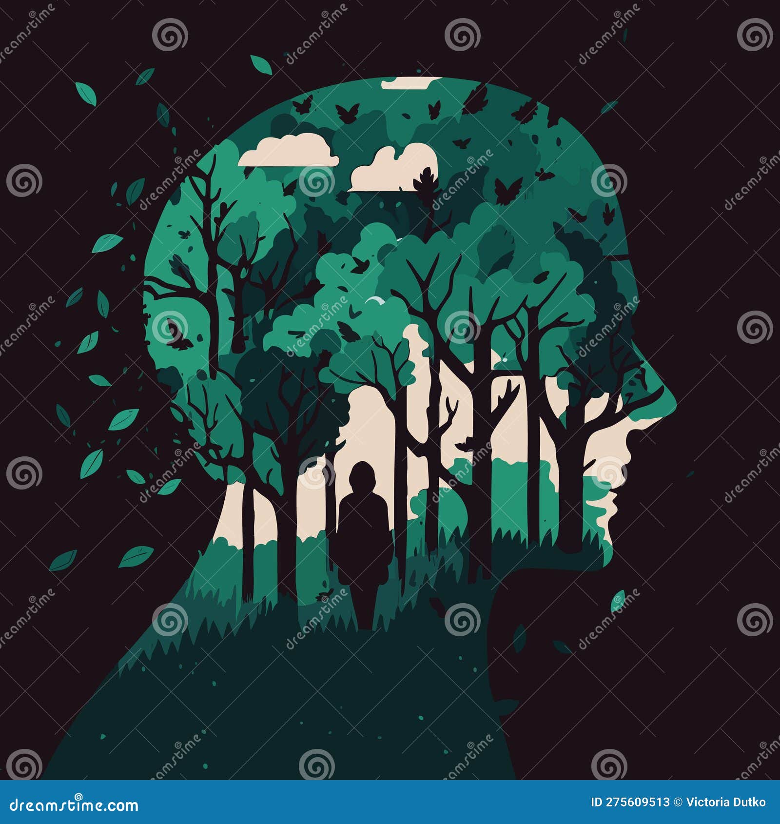 Depressed Man with Anxious Thoughts. Concept Vector Illustration Stock ...