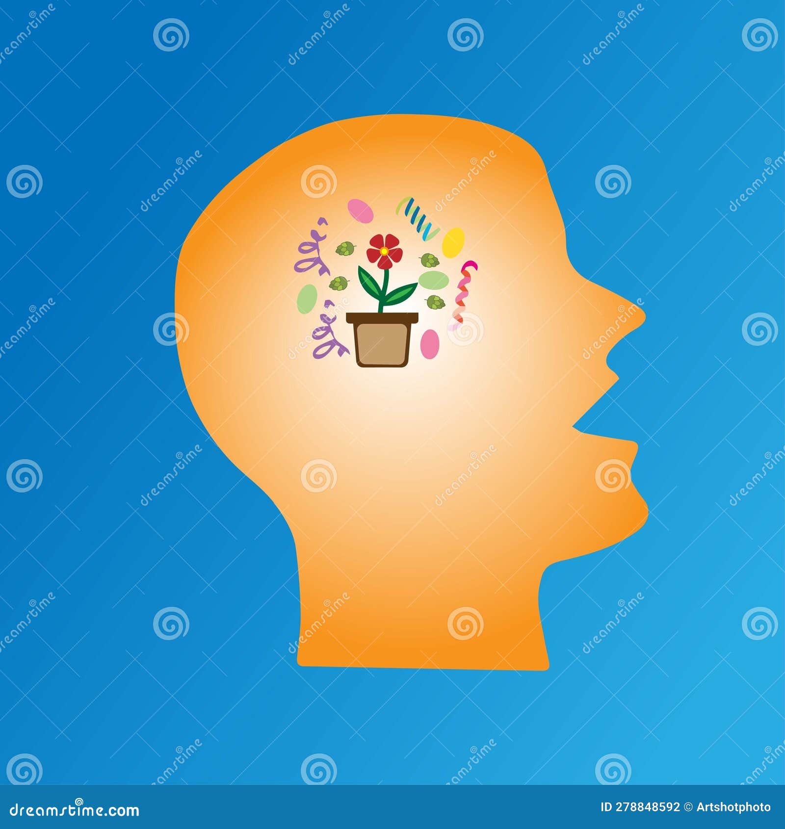 Head of a Person with a Flower in a Pot Inside, Mental Health and ...