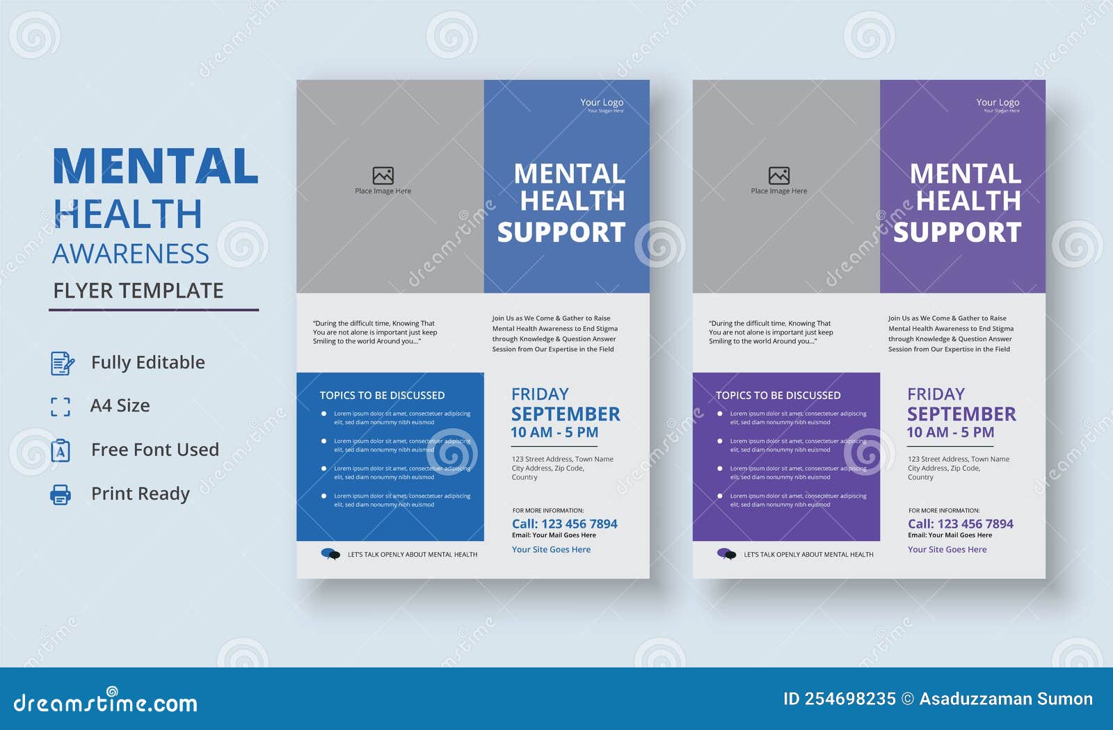 Mental Health Awareness Flyer Template, Mental Health Support Flyer ...