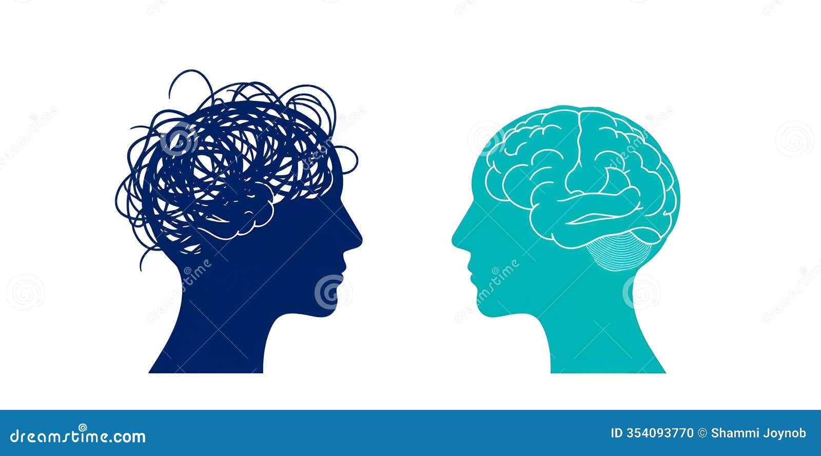 Mental Health Comparing Organized Vs Chaotic Minds Brain Illustration ...