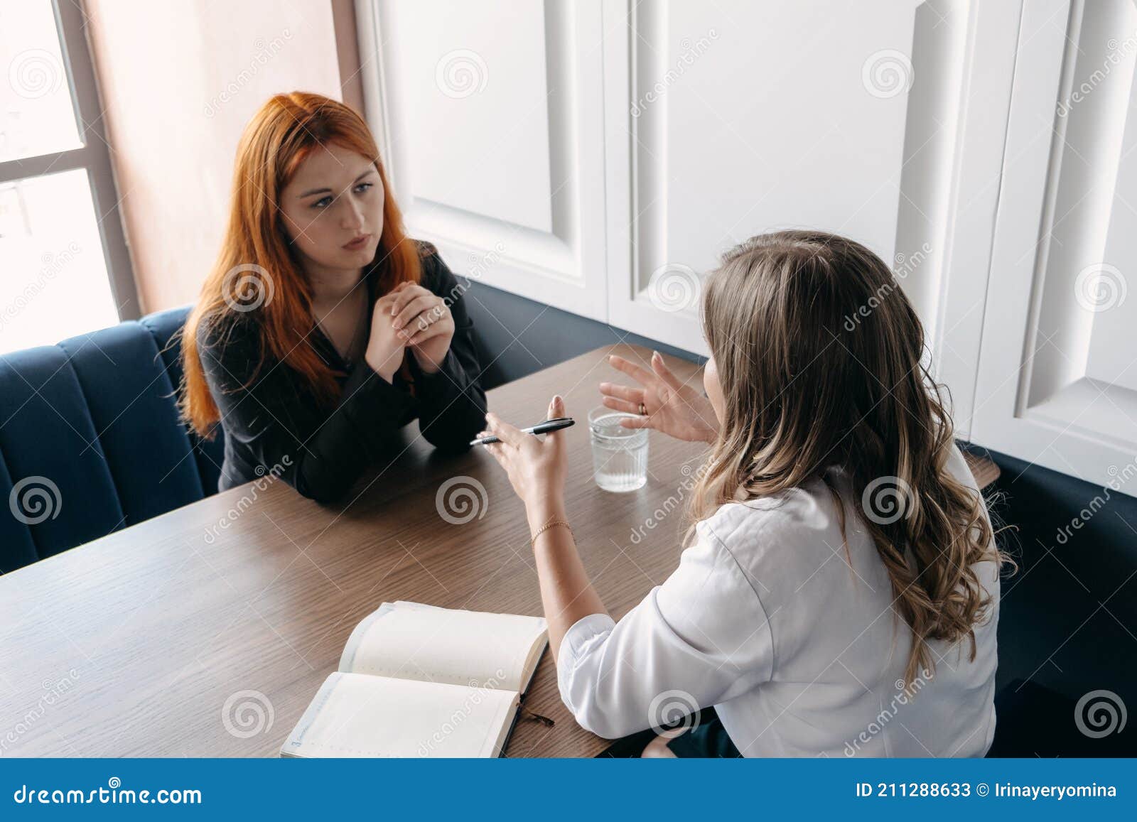 Mental Health Concept Communication Session Of Woman Psychologist And