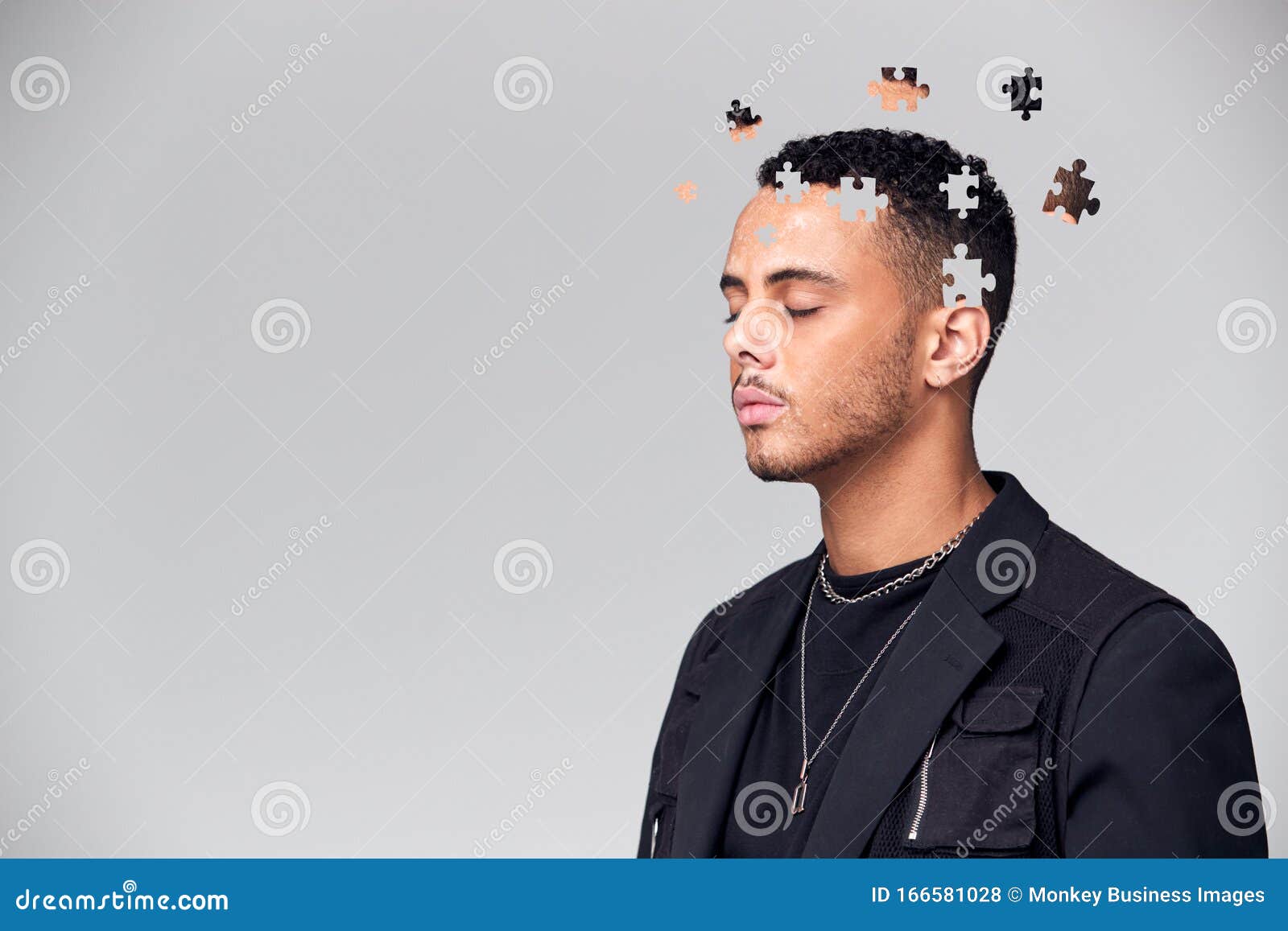 Mental Health Concept of Young Man with Jigsaw Shaped Pieces Missing ... Mental Health Concept of Young Man with Jigsaw Shaped Pieces Missing ...