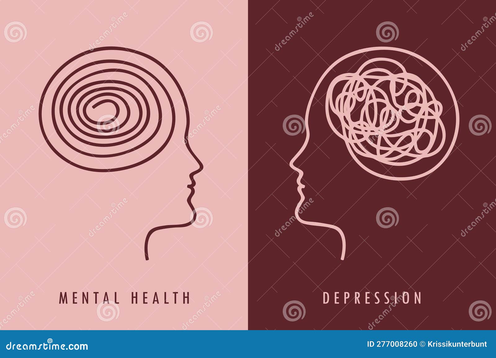 Mental Health and Depression Concept Human Brain Stock Vector ...